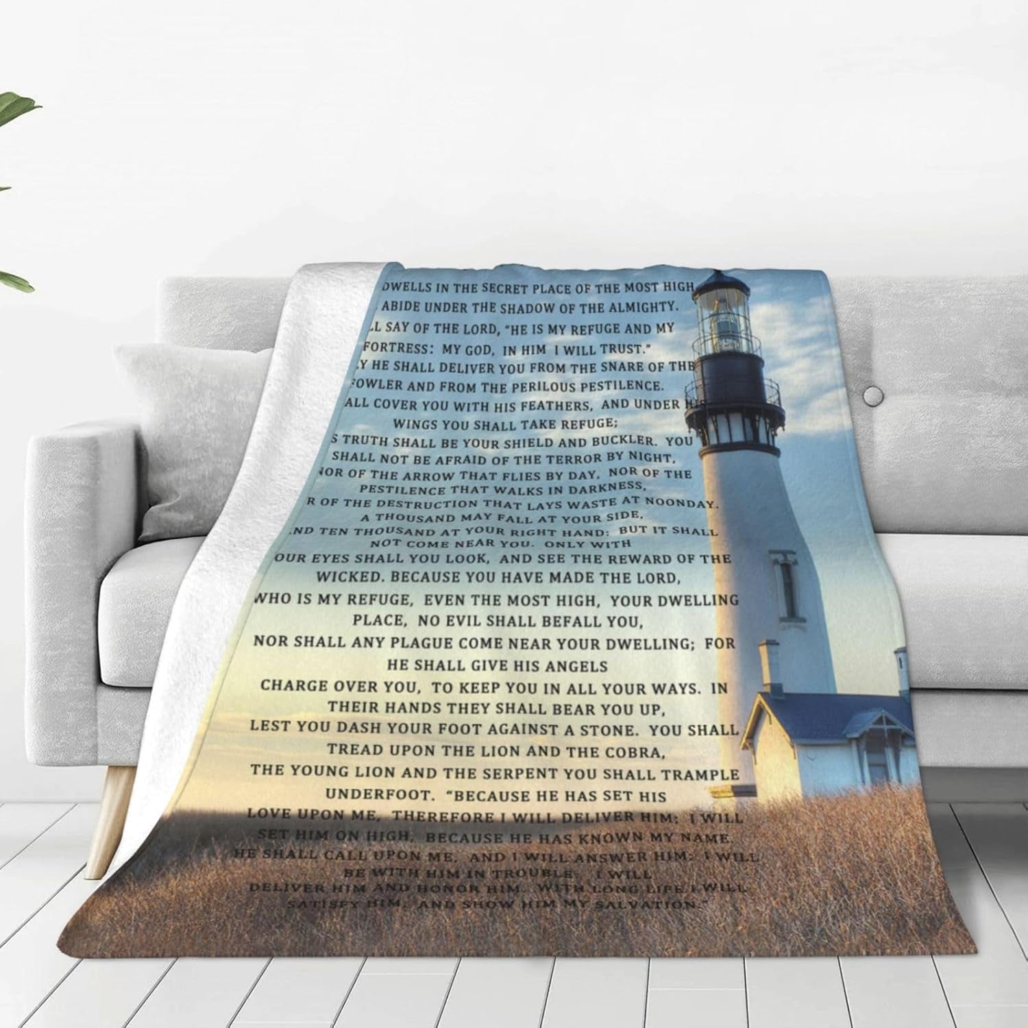 Psalm 91 Blanket Christian Lighthouse Gifts Religious Bible Verse ...