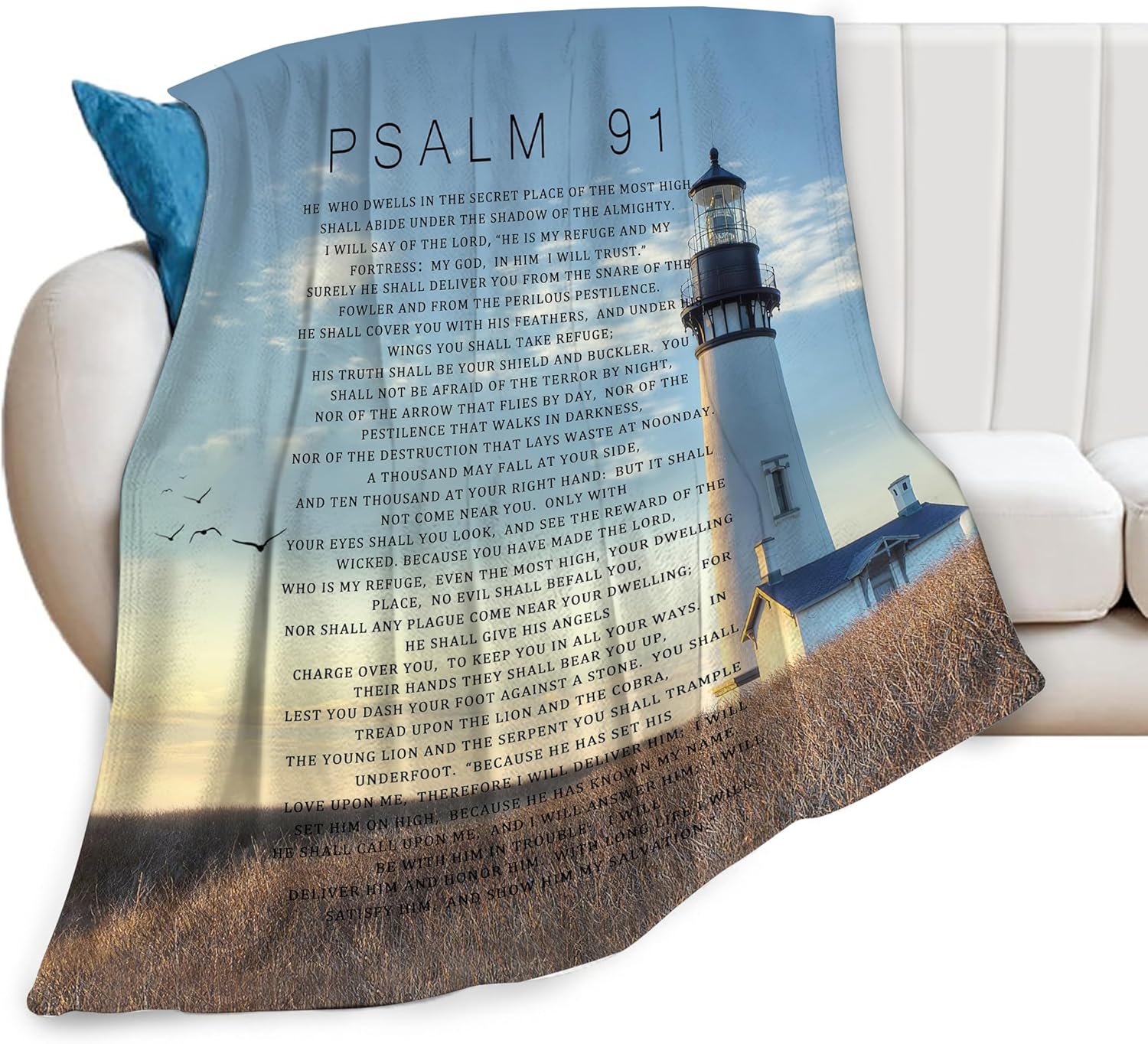 Psalm 91 Blanket Christian Lighthouse Gifts Religious Bible Verse ...