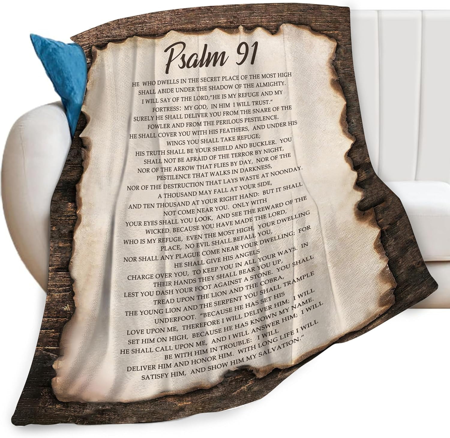 Psalm 91 Print Blanket Christian Bible Verse Scripture Religious Faith ...