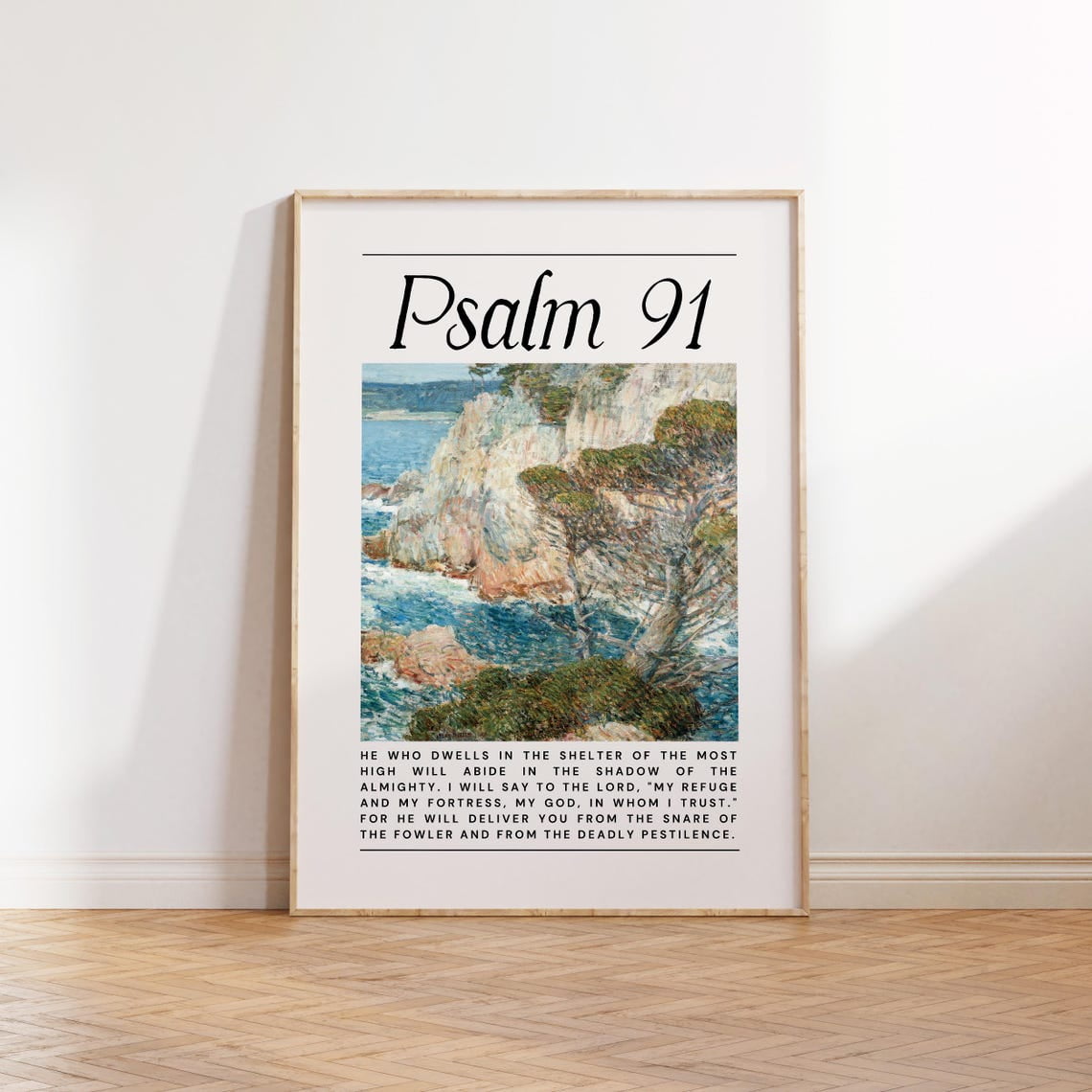 Psalm 91 Print, Coastal Wall Art, Bible Verse Wall Art, Coastal ...