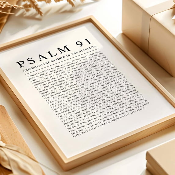Psalm 91 Scripture Christian Wall Art, Unframed Canvas Size 8x12 ...