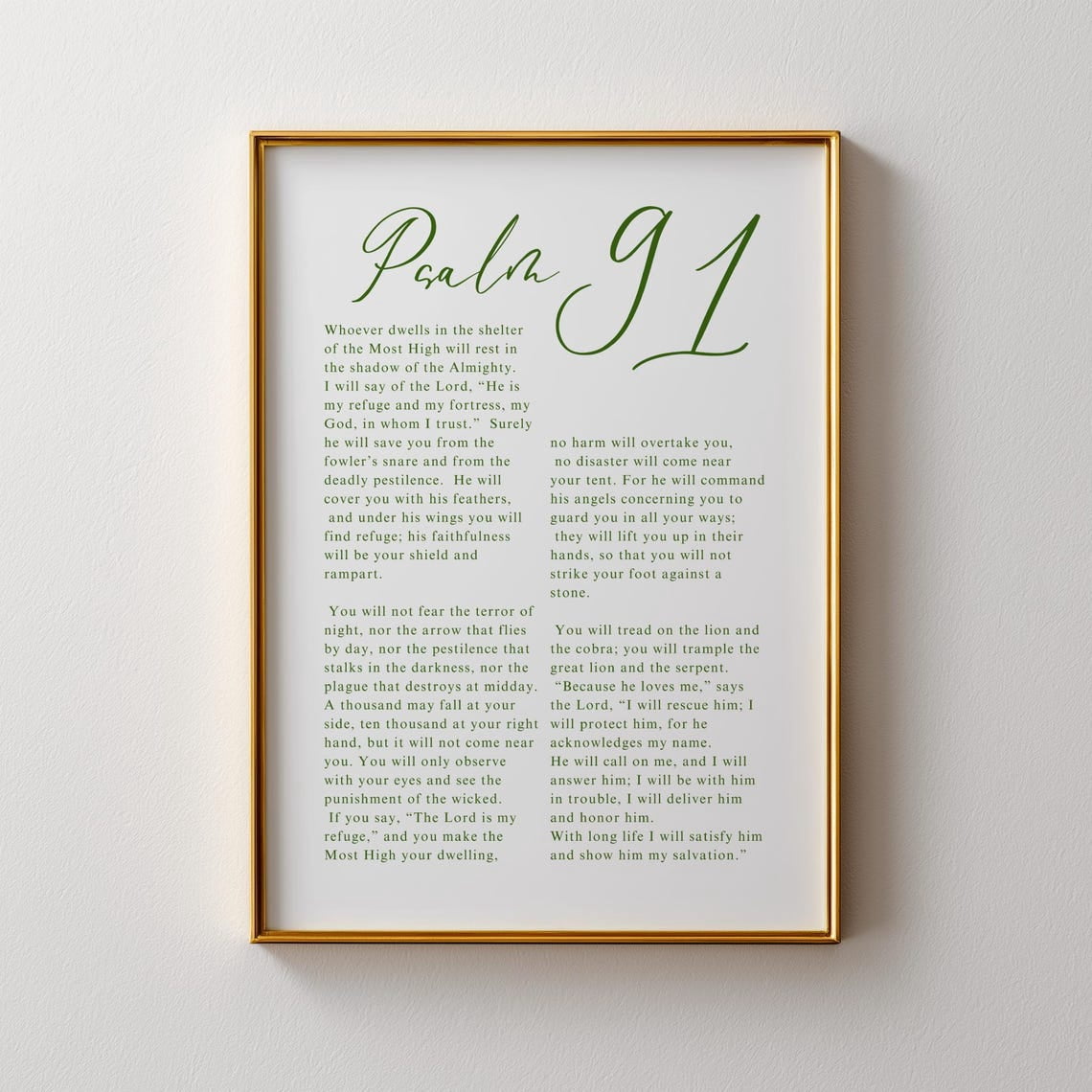 Psalm 91 Scripture Print Christian Bible Verse Wall Art Religious Home ...