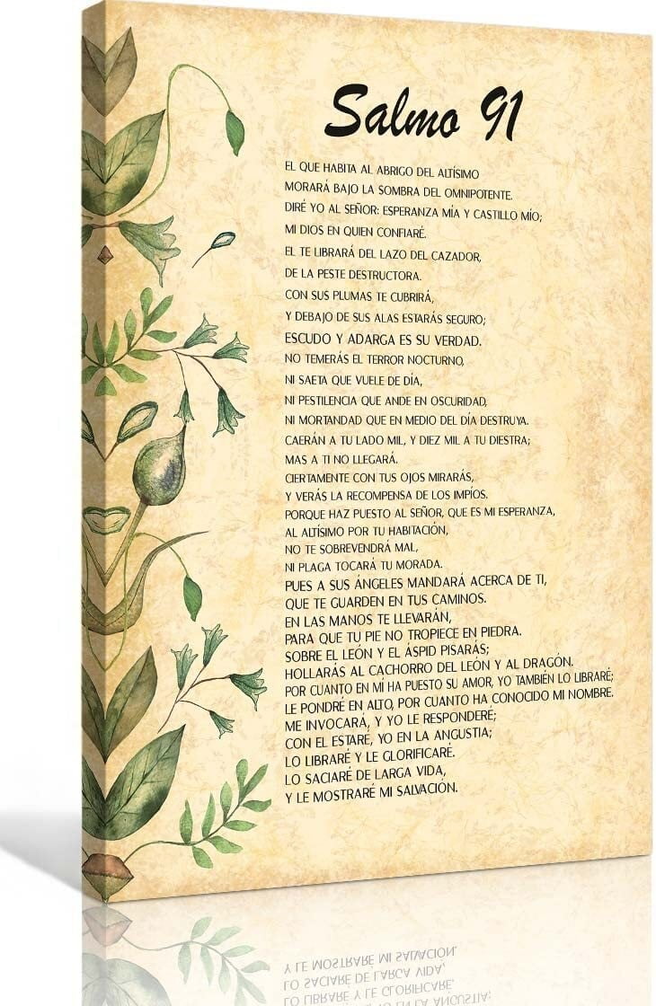 Psalm 91 Spanish Bible Verse Wall-Art Bible Kitchen Prints for Bathroom ...