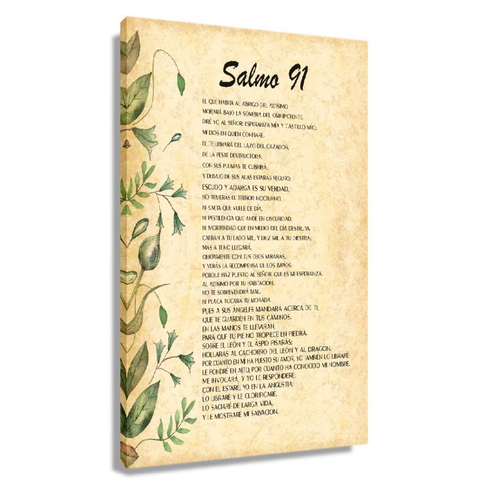 Psalm 91 Spanish Bible Verse Wall Art Leaves Posters Printing Pictures Painting Canvas Pics For ...