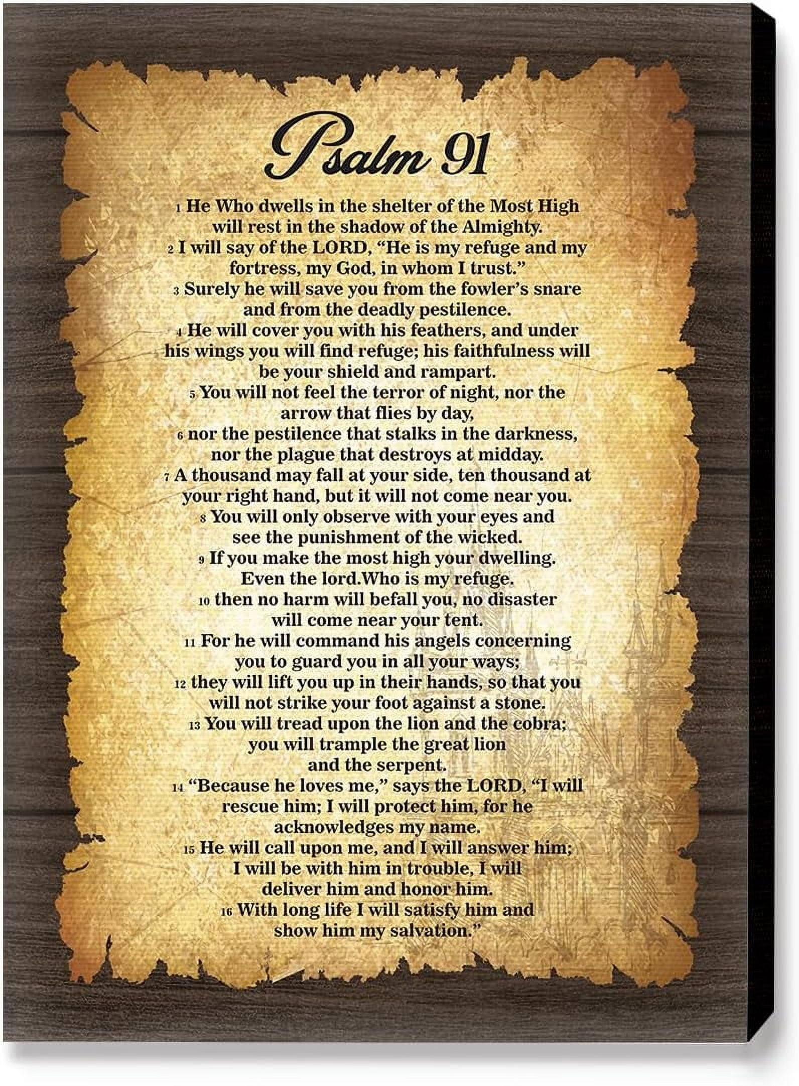 Psalm 91 Wall Art,Bible Verse Canvas Wall Art,Religious Wall Decor ...