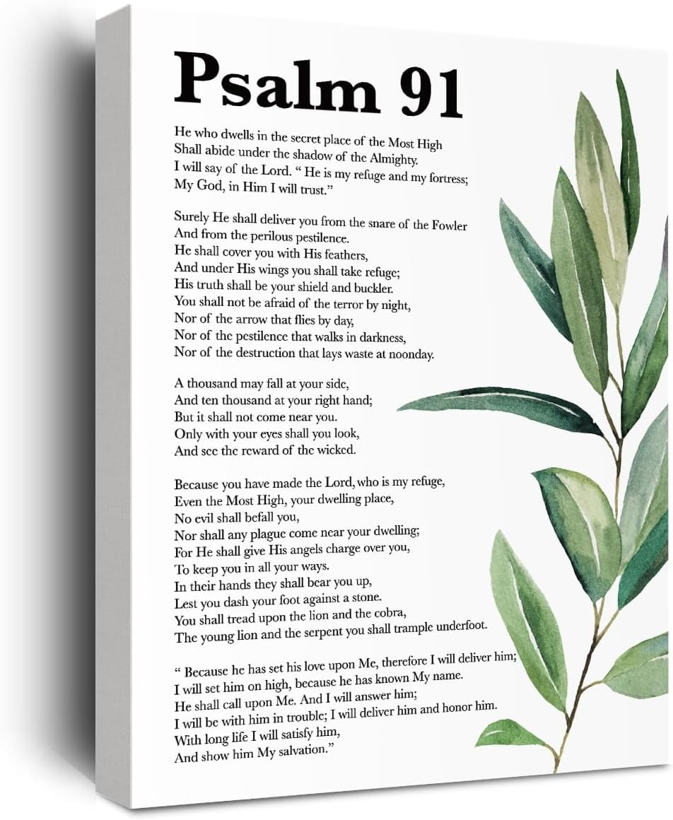 Psalm 91 Wall Art, Bible Verses Wall Decor, Scripture Wall Art ...