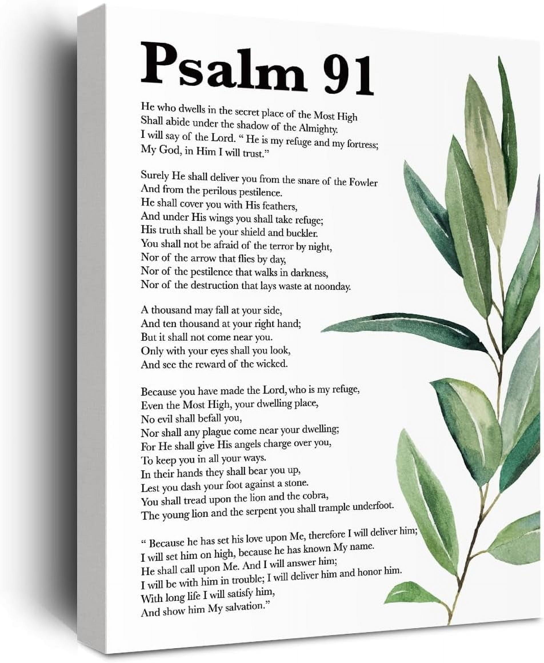 Psalm 91 Wall Art, Bible Verses Wall Decor, Scripture Wall Art ...