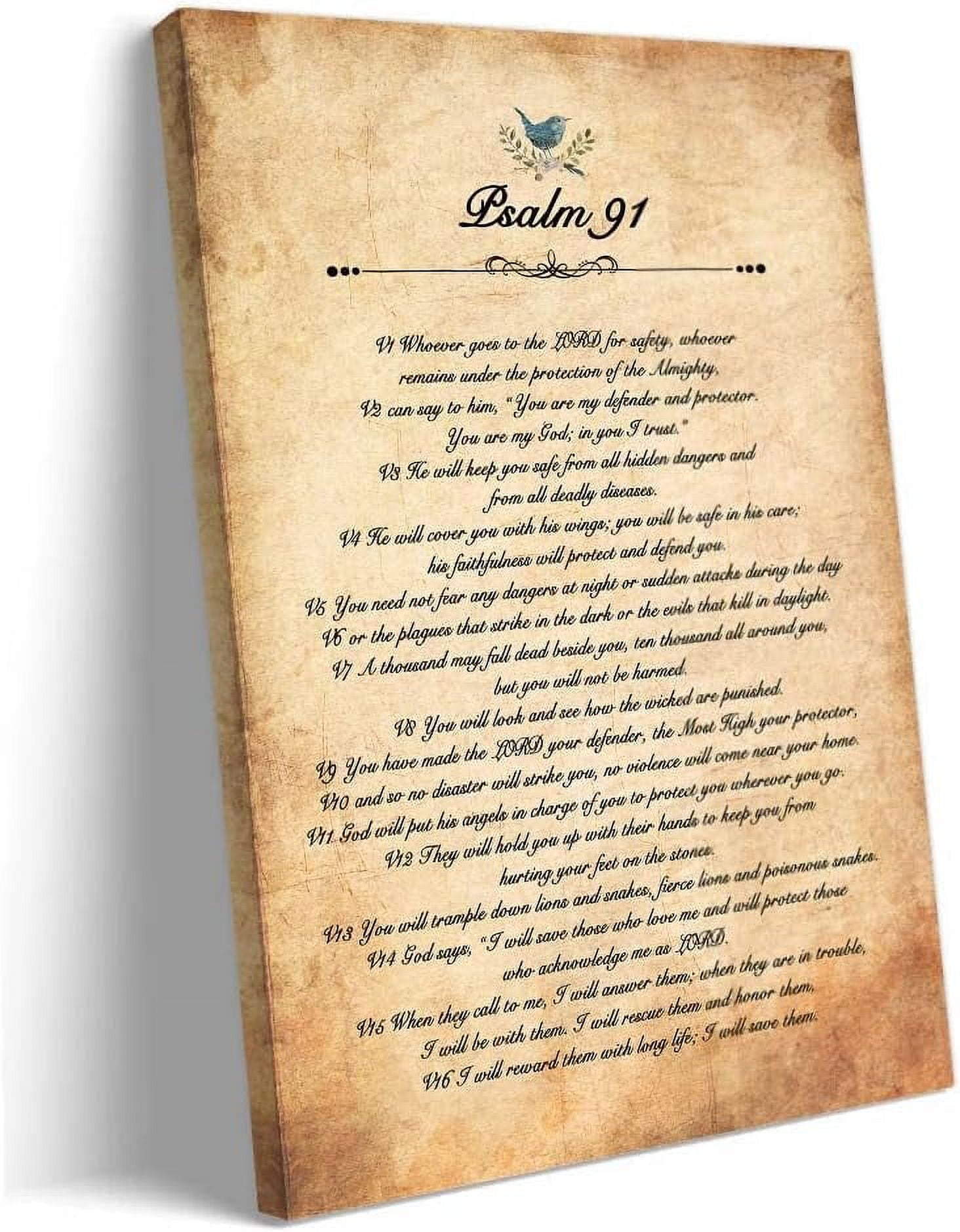 Psalm 91 Wall Art NIV Bible Verse Poster Framed Psalm 91 Canvas Quotes ...