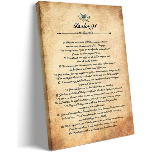 Psalm 91 Wall Art NIV Bible Verse Poster Framed Psalm 91 Canvas Quotes ...