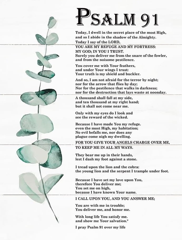 Psalm 91 Wall Art Poster Bible Verses Wall Decor Christian Wall Art ...