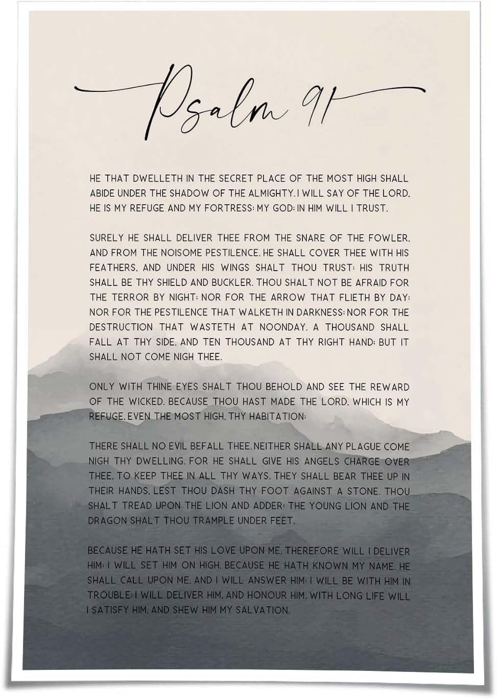 Psalm 91 Wall Art Poster Bible Verses Wall Decor Christian Wall Art ...