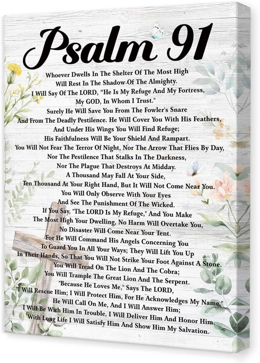 Psalm 91 Wall Art Poster Bible Verses Wall Decor Christian Wall Art ...