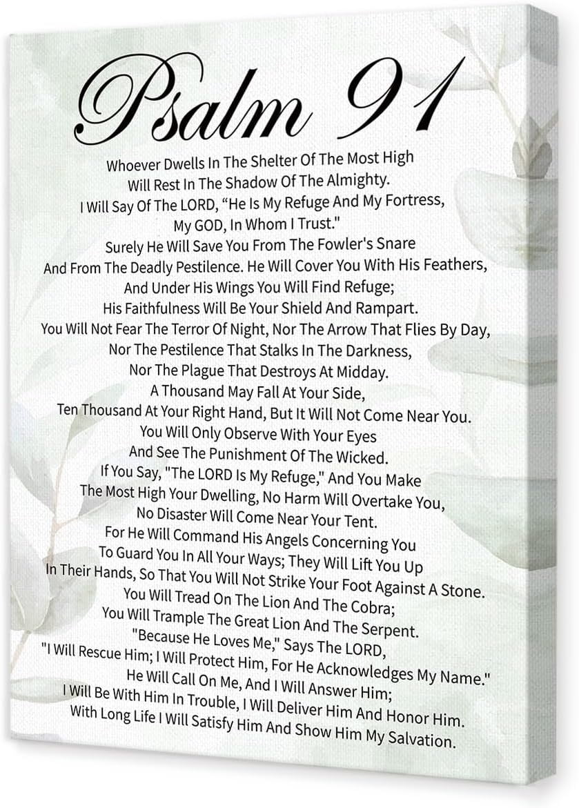 Psalm 91 Wall Art Poster Bible Verses Wall Decor Christian Wall Art ...