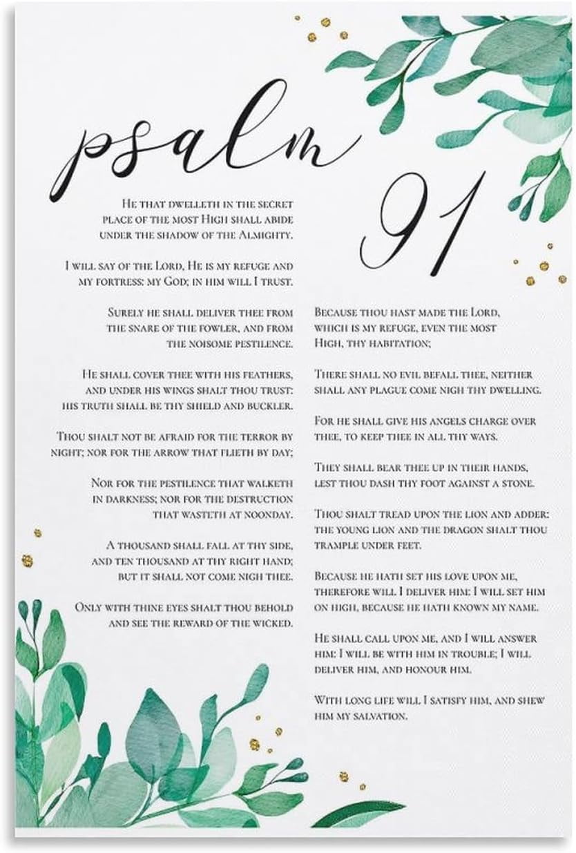 Psalm 91 Wall Art Prayer Poster Decorative Painting Bathroom Decor ...