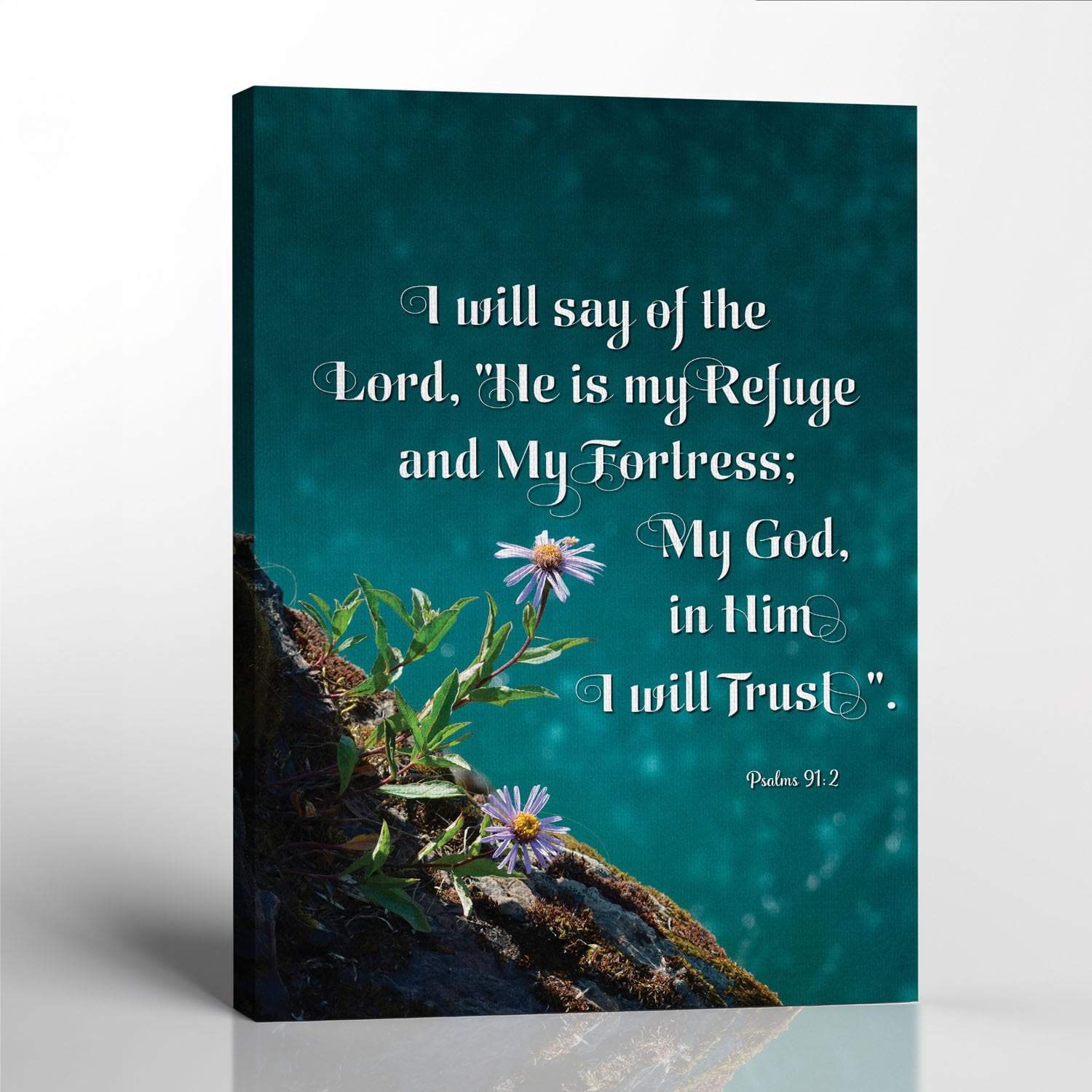 Psalm 91 Wall Art, Psalm 91:2 Canvas Print, Psalm 91 Wall Décor. Aqua ...
