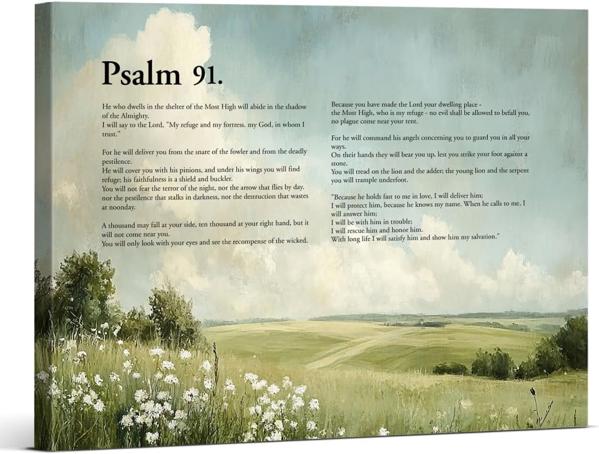 Psalm 91 Wall Art poster Bible Verses Wall Decor Christian Wall Art ...