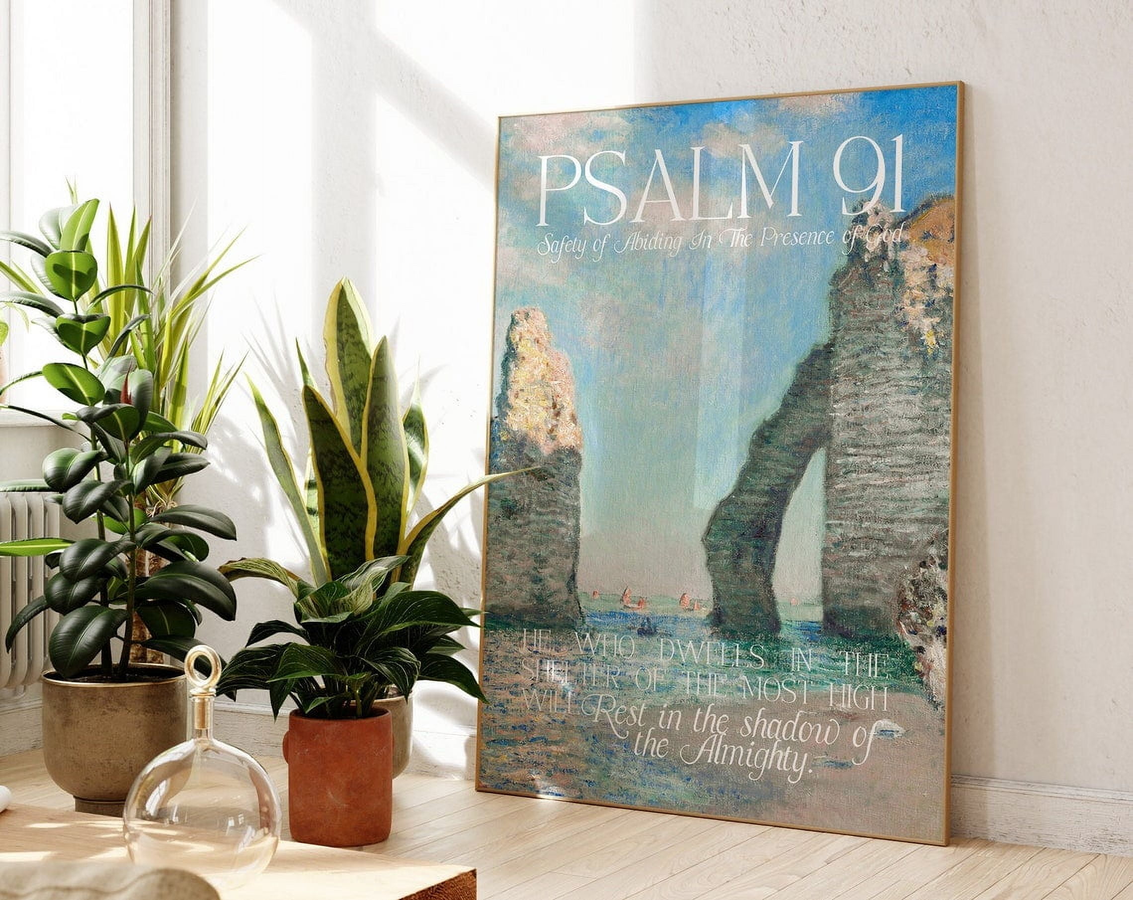 Psalm 91 Watercolor Christian Wall Art Bible Verse Poster Scripture ...