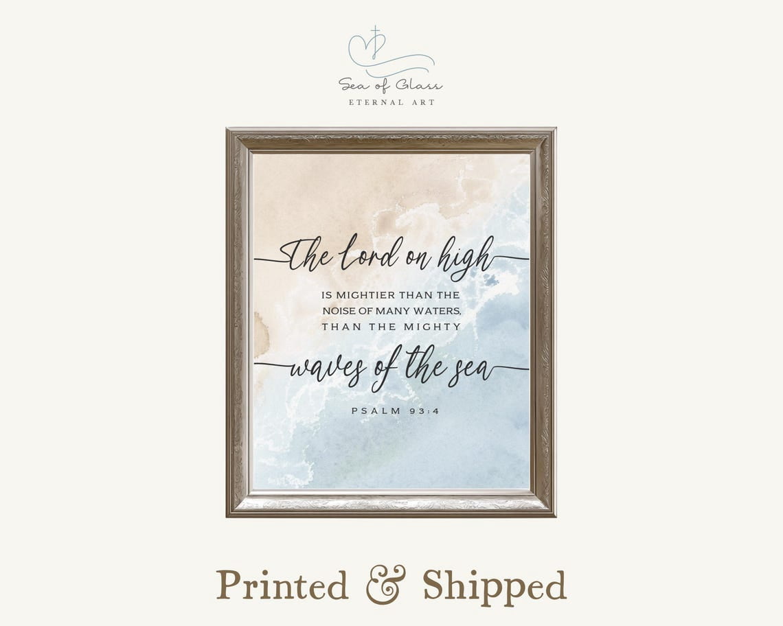 Psalm 93:4 Beach House Bible Verse Wall Art Poster Decor Poster ...