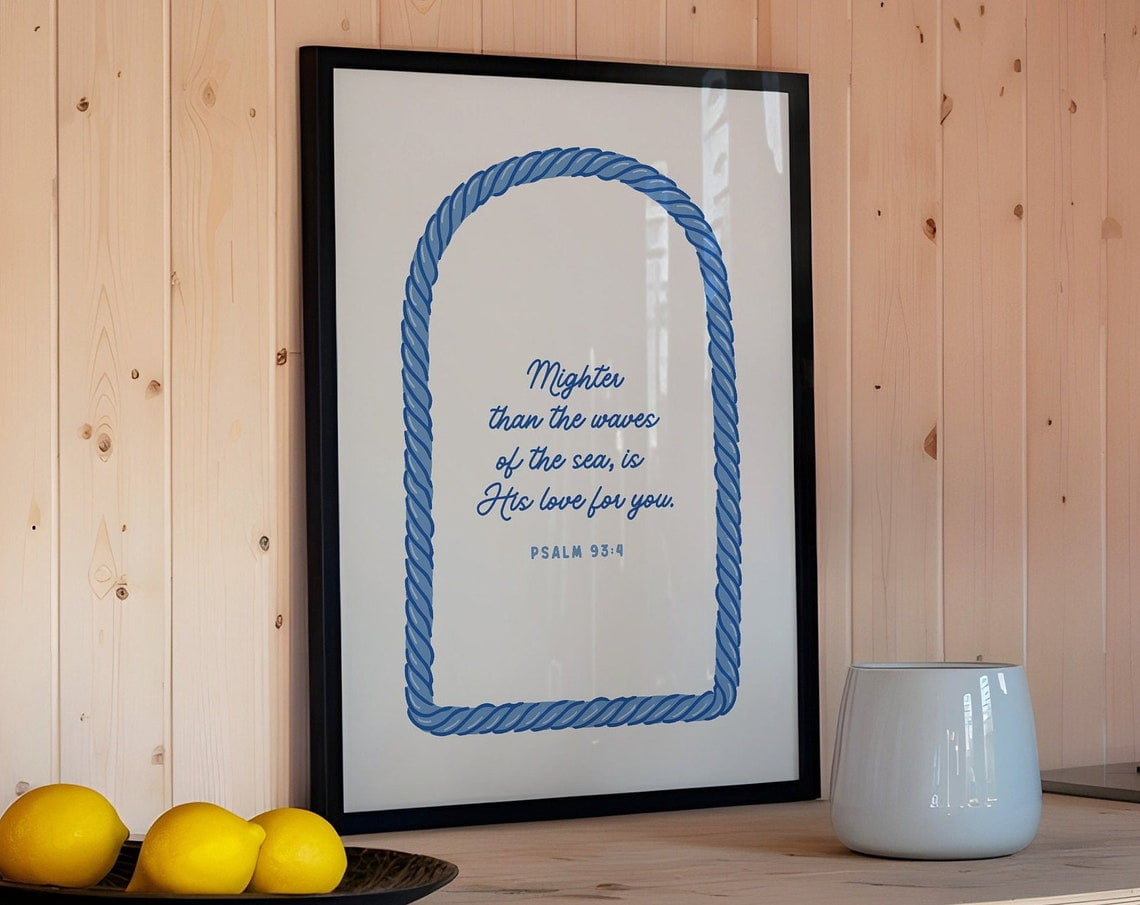 Psalm 94:3 Mightier Than The Waves Coastal Granddaughter Blue Modern ...