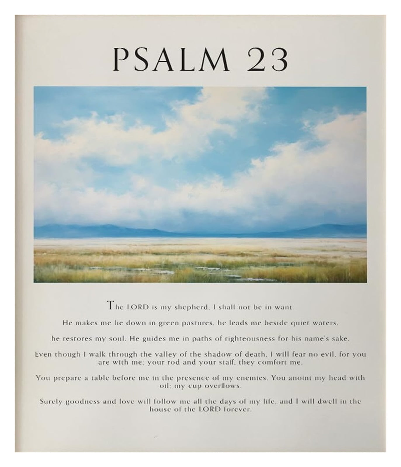 Psalm Bible Verse Wall Art | Psalm 23 Nature Art Poster | Inspirational ...