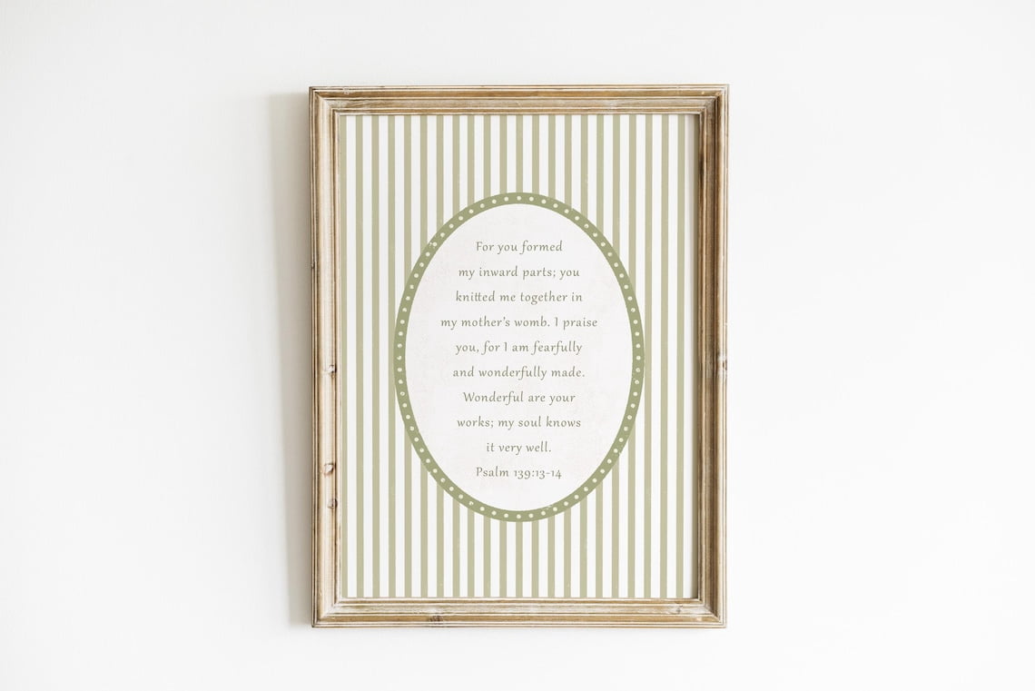 Psalm One Thirty Nine Nursery Scripture Poster, Unframed Size 12x18 ...