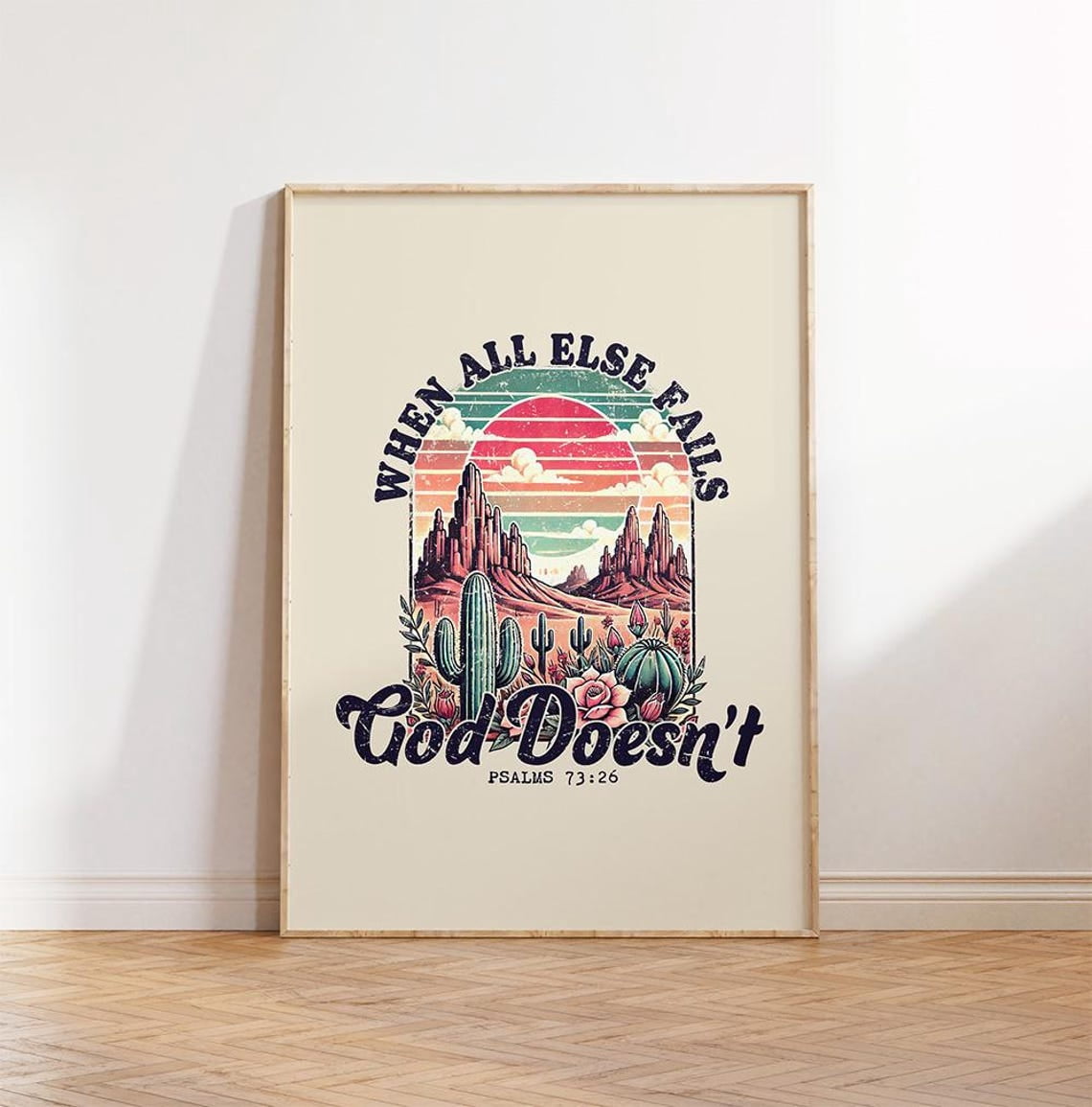 Psalms 73:26 Print, Christian Wall Art, Retro Christian Poster ...