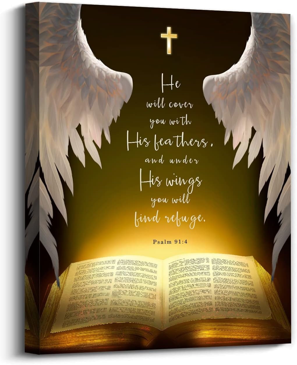 Psalms 91:4 Wall Art Canvas Prints， He Will Cover You With His Feathers ...