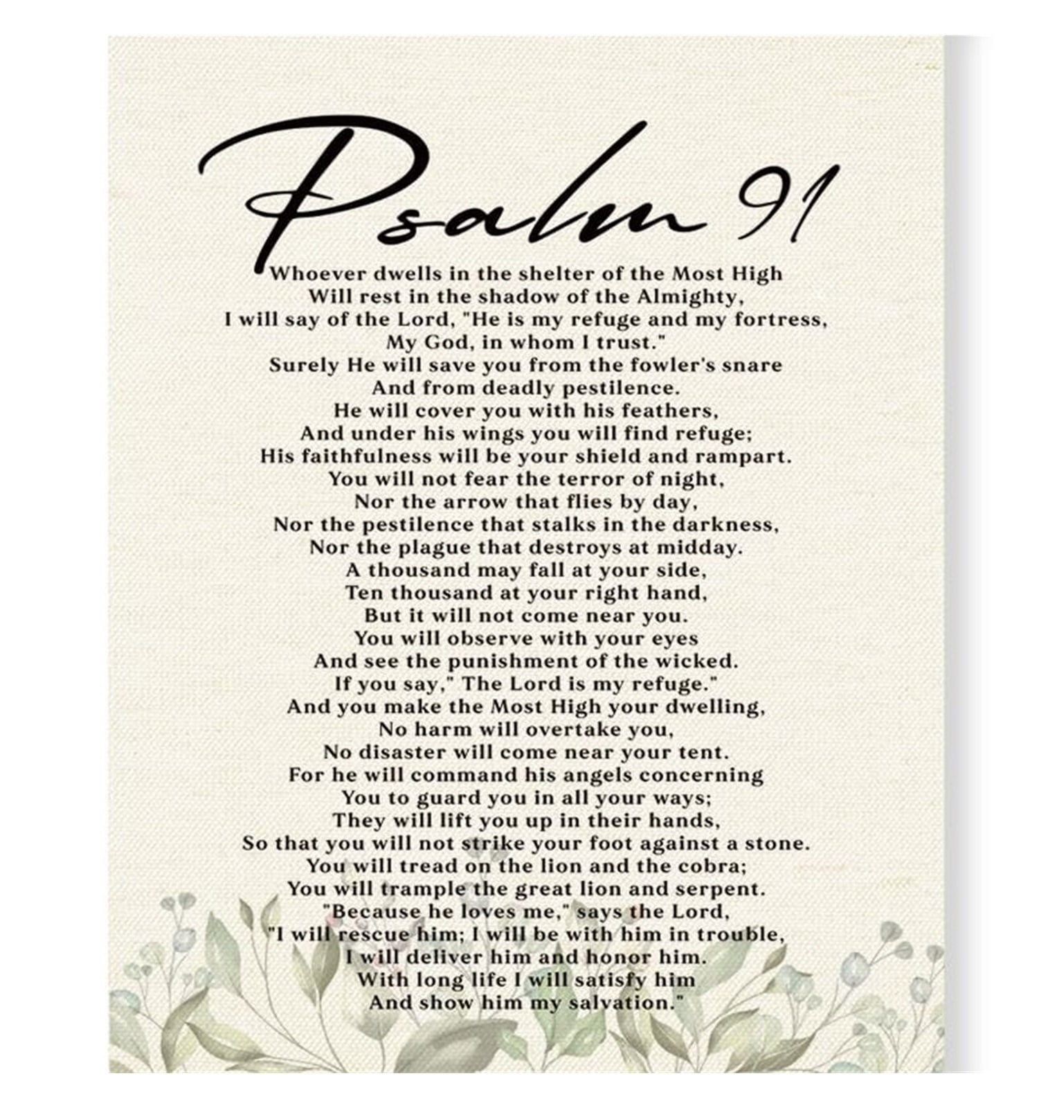 Psalms 91 Poster Wall Art, Bible Verses Wall Decor, Inspirational ...