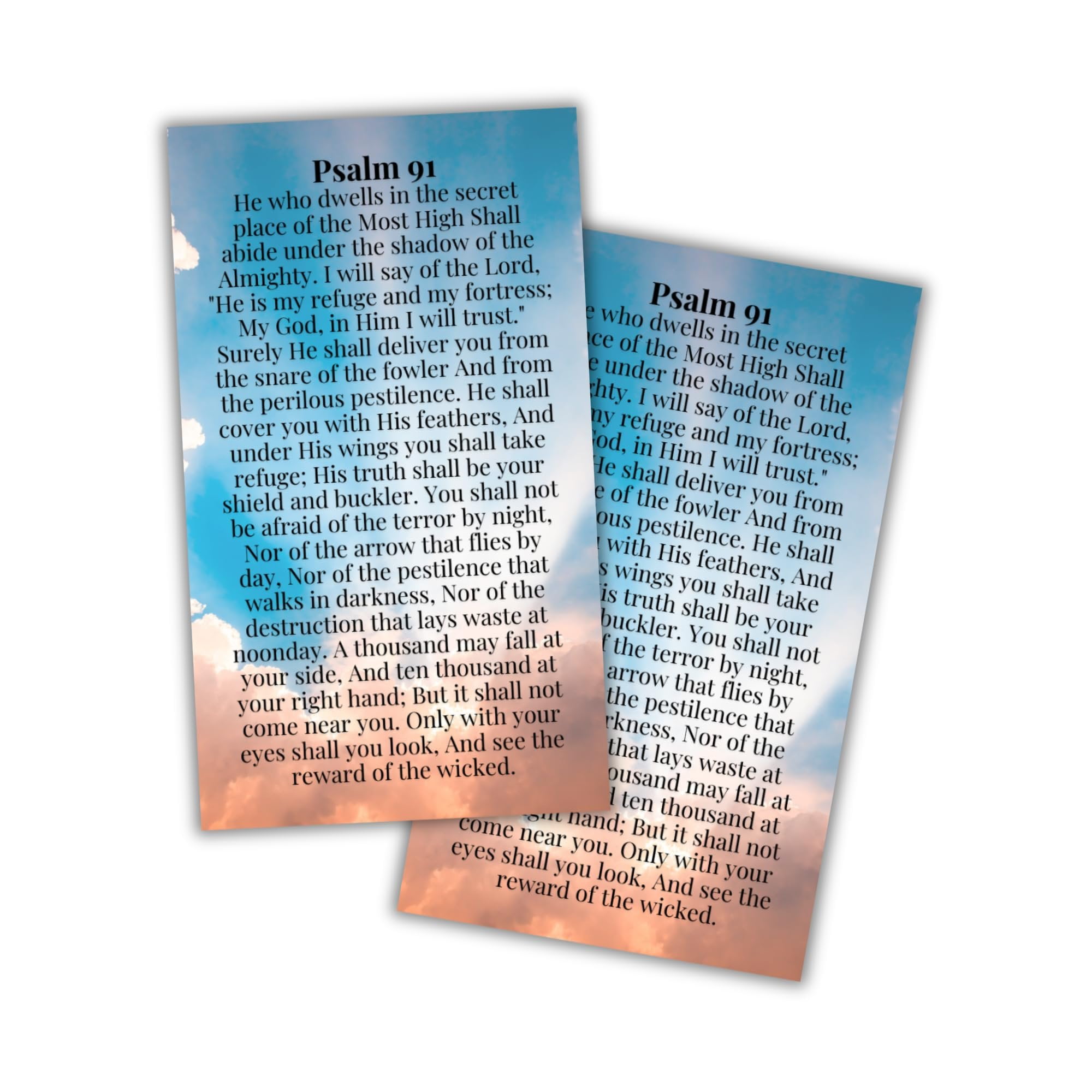 Psalms 91 Prayer for Protection Wallet Cards 30pk 2x3.5 Verses Black ...