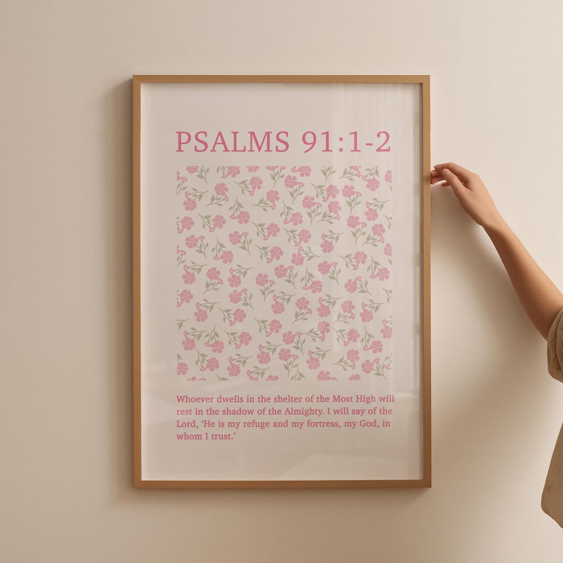 Psalms 91 Print, Christian Wall Art, Flower Poster, Christian Poster ...
