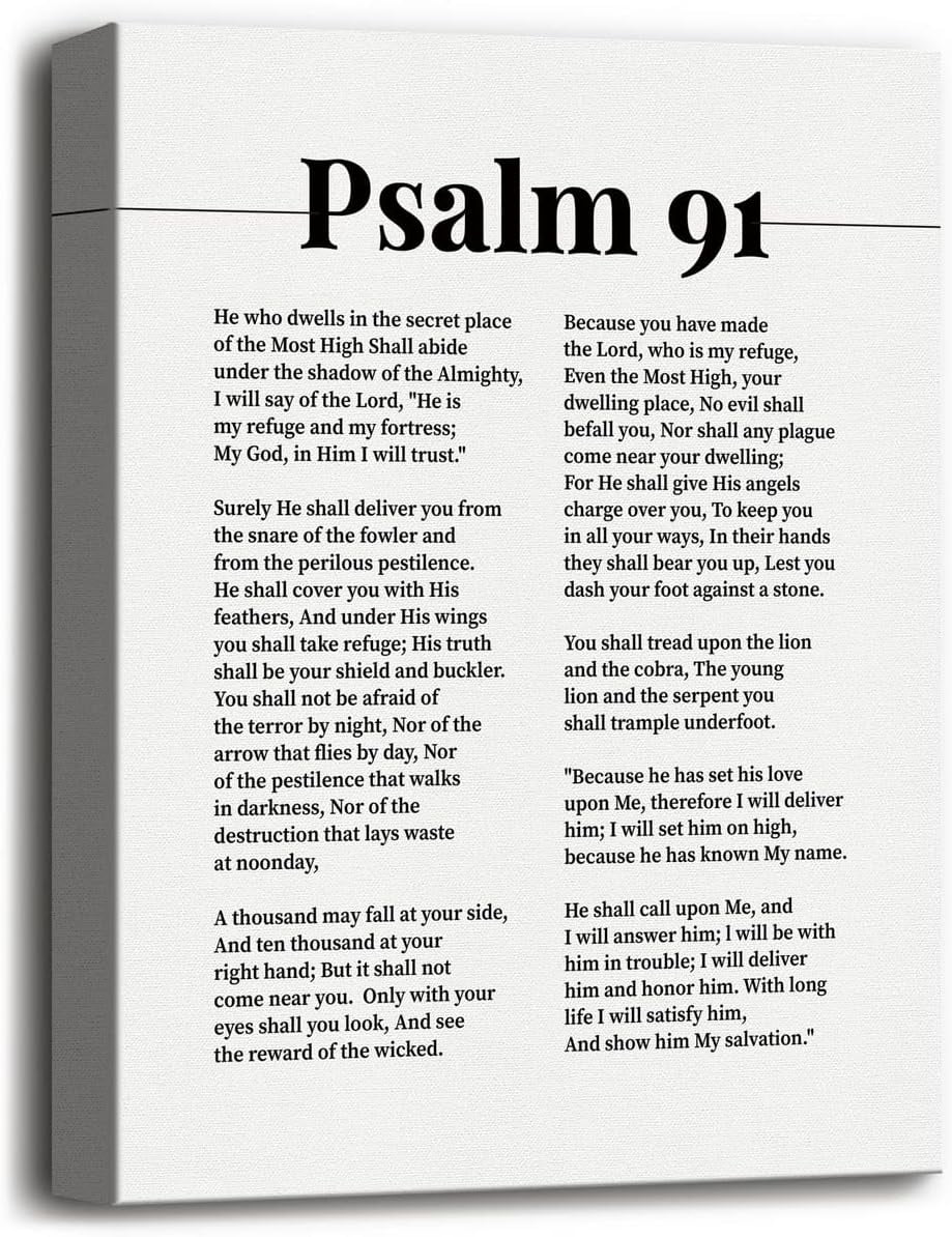 Psalms 91 Print Poster Christian Canvas Wall Art, Spiritual Wall Decor Sign, Christian Gift ...