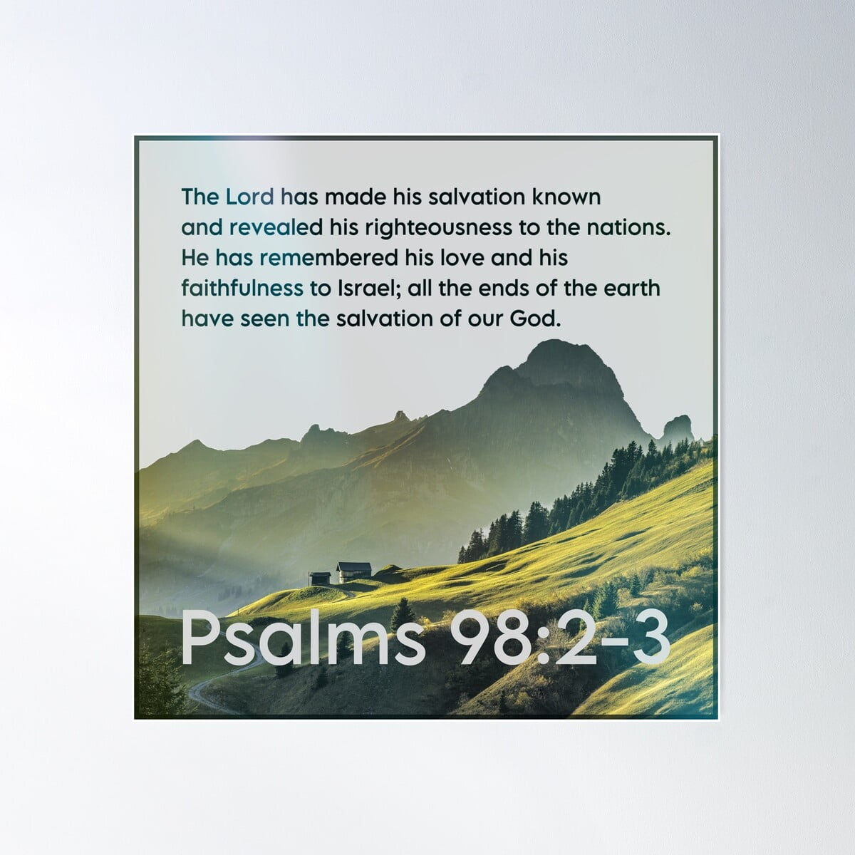 Psalms 98:2-3 Poster Wall Art, Modern Wall Decor For Living Room Bedroom, 30x30 UNFRAMED ...