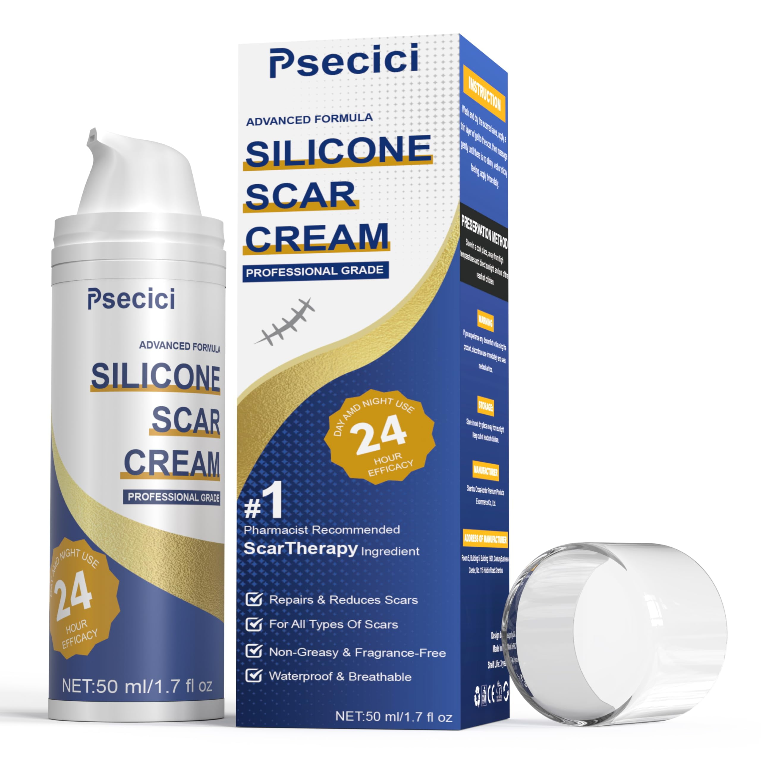 Psecici Scar Cream,Scar Gel,Silicone SBF3 Scar Gel,Advanced Scar Gel ...