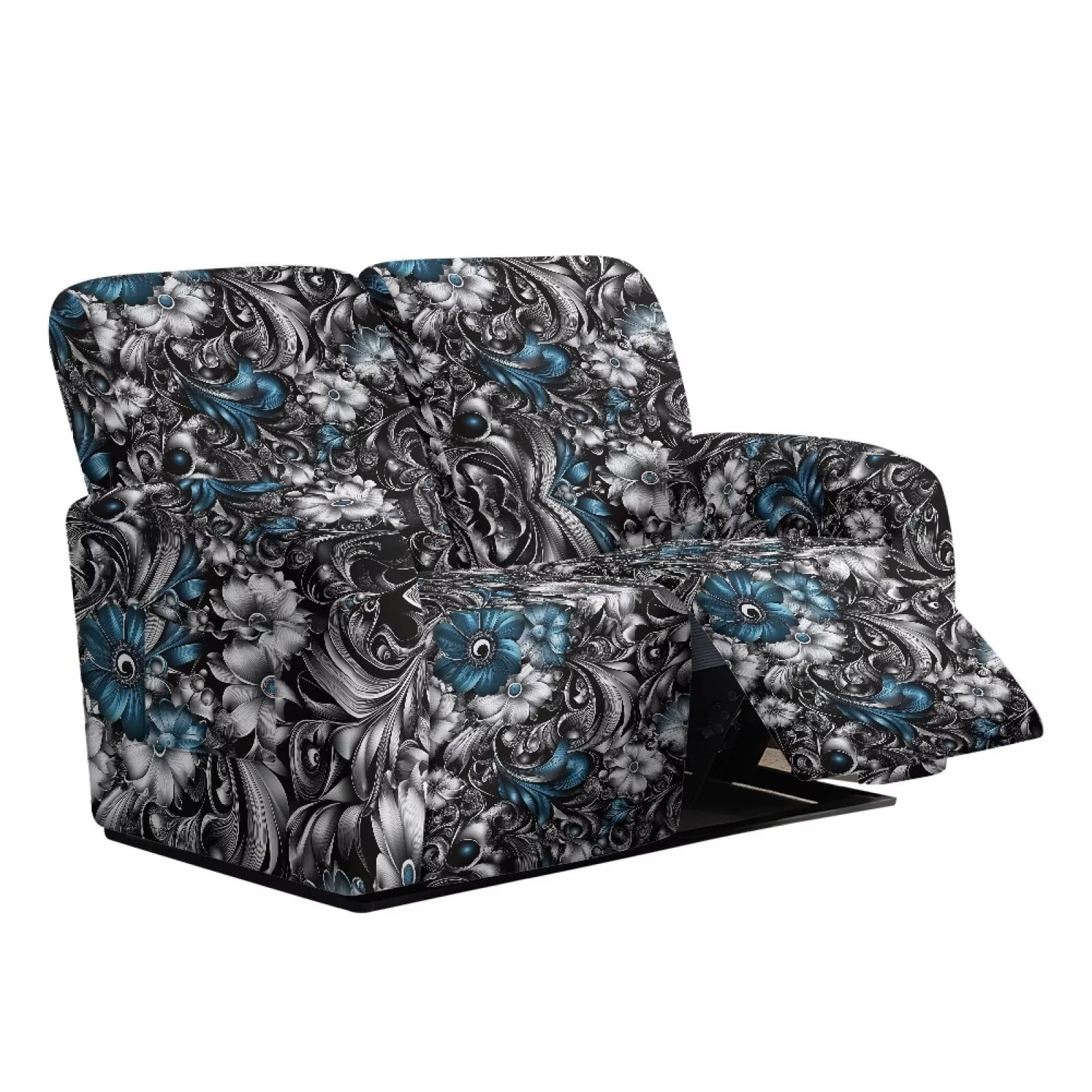 Psesaysky Art Grey Flowers Reclining Couch Cover 2 Seat Recliner Cover ...