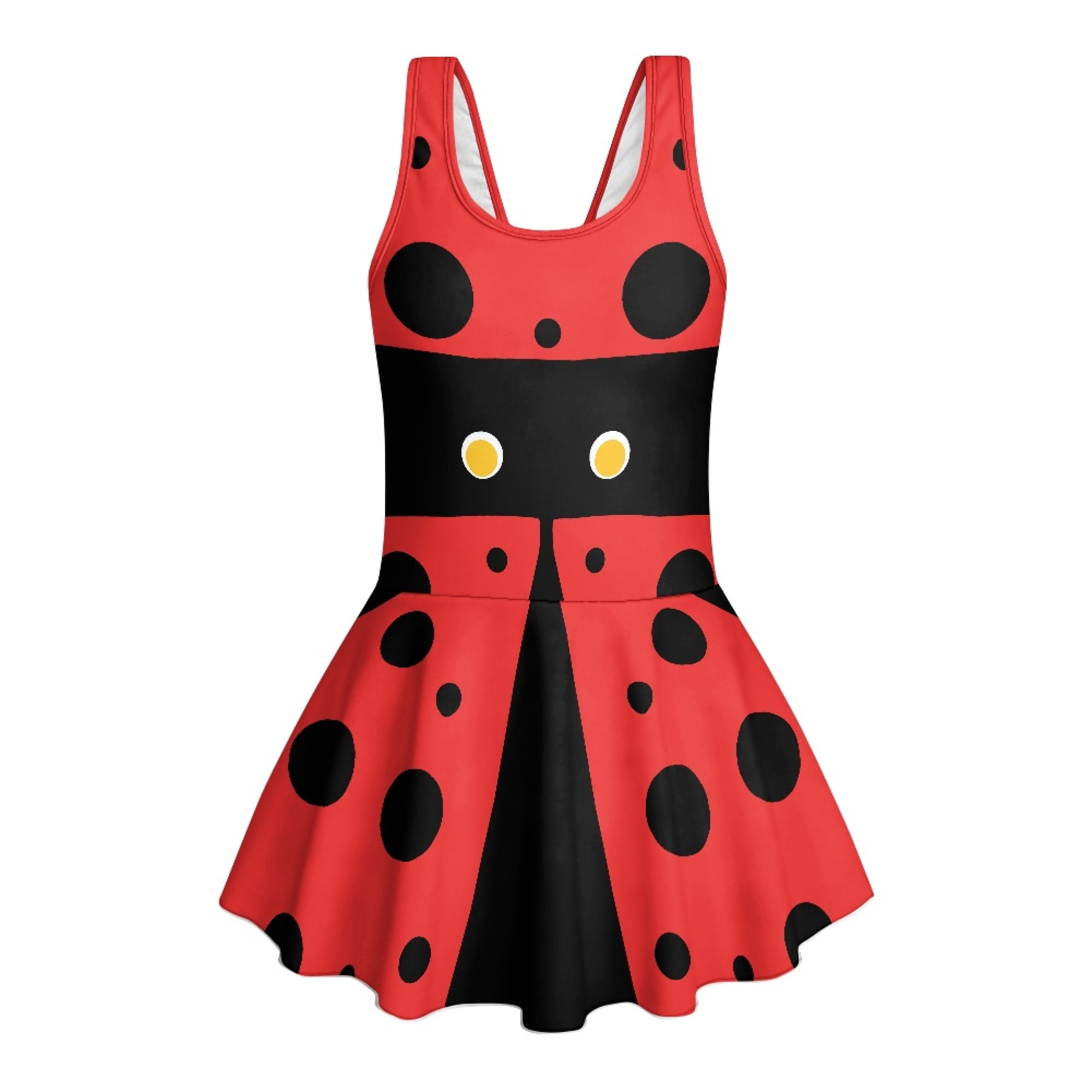 Psesaysky Big Girl One Piece Ladybug Swimsuit with Skirt Red Bathing ...
