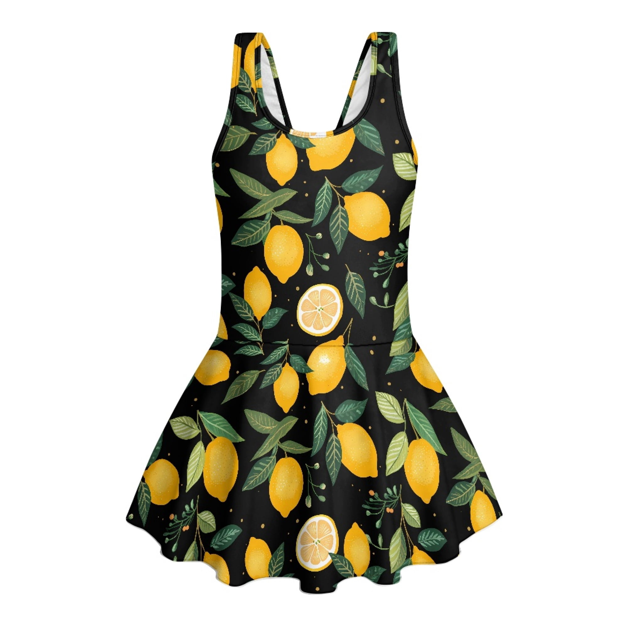 Psesaysky Big Girl One Piece Lemon Swimsuit with Skirt Trendy Bathing ...