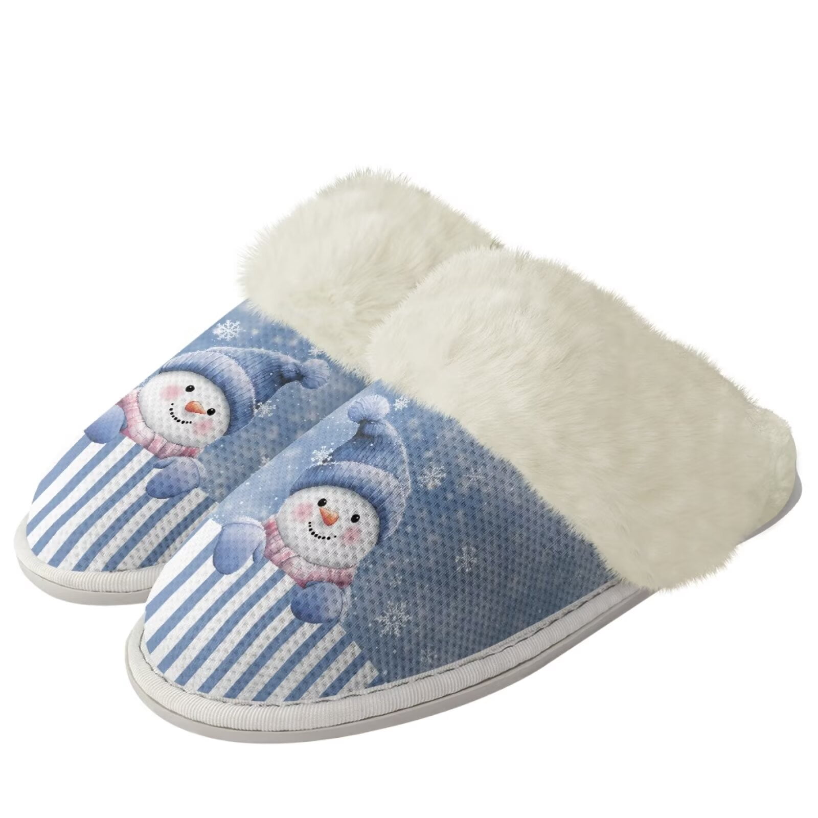 Psesaysky Blue Snowman Pattern Fashion Cotton Slippers for Women Girls ...