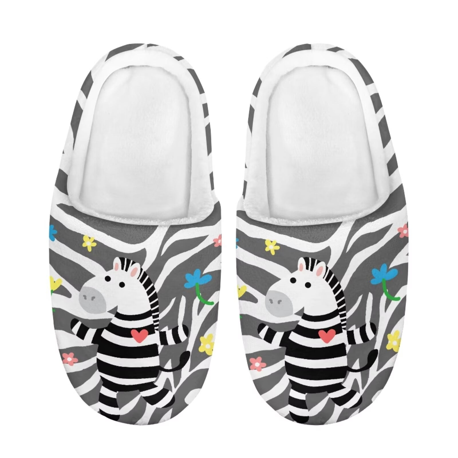 Psesaysky Boys Girls Zebra Print House Slippers Children's Plush ...