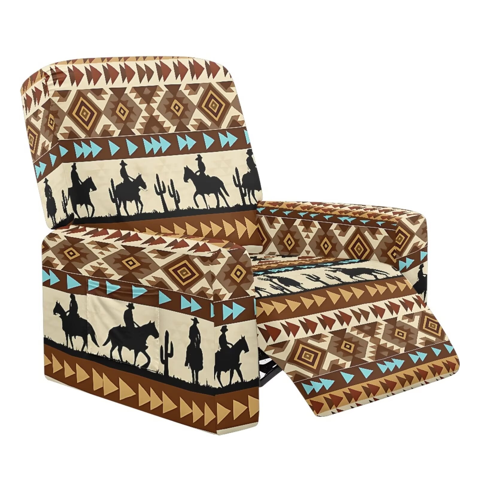 Psesaysky Brown Western Aztec Print Recliner Cover, Dustproof Couch ...