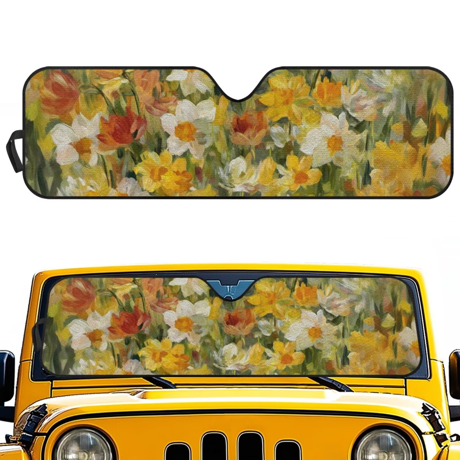 Psesaysky Car Windshield Sun Shade, Oil Painting Floral Sun Visor for ...