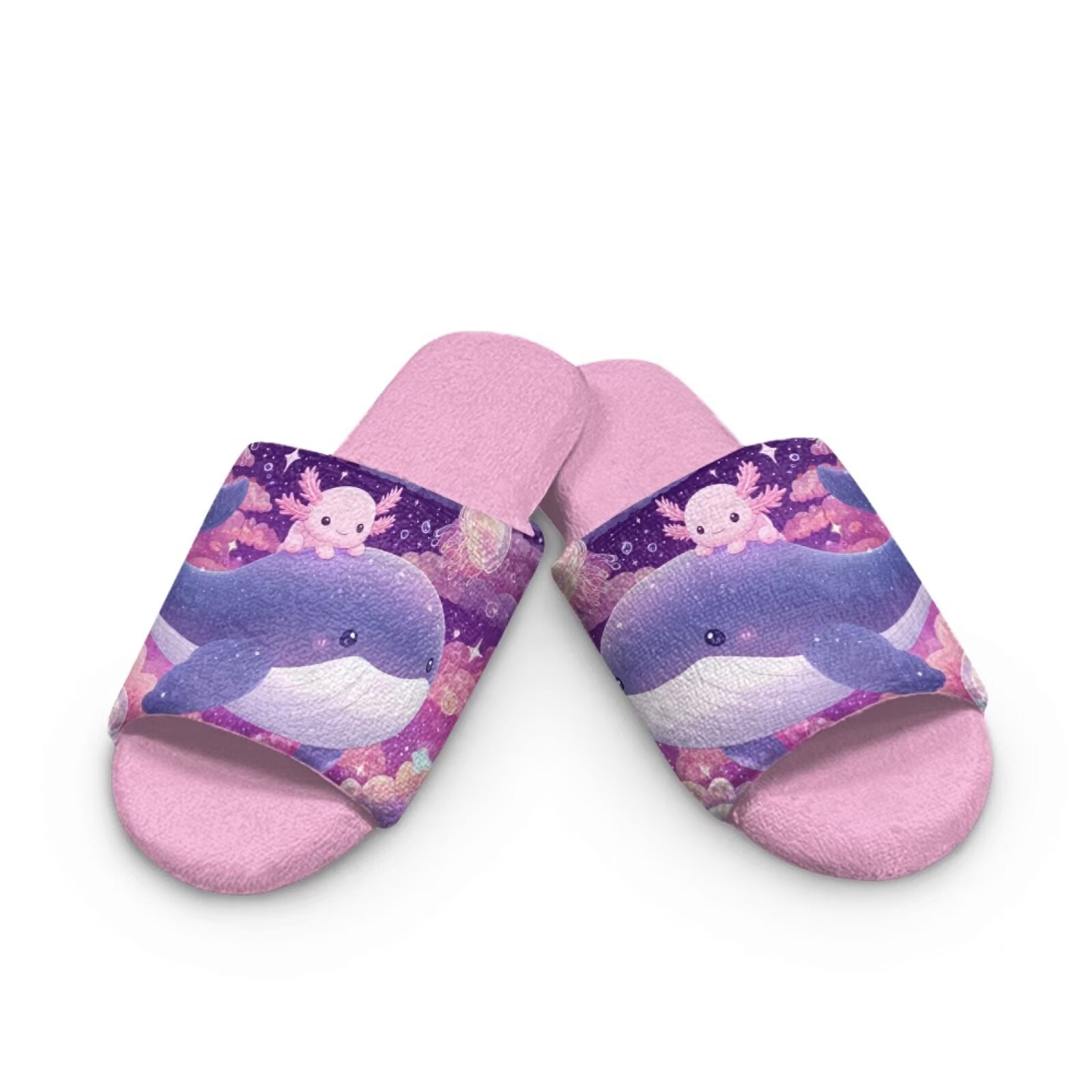 Psesaysky Cartoon Axolotl Whale Print Slippers for Women Indoor House ...