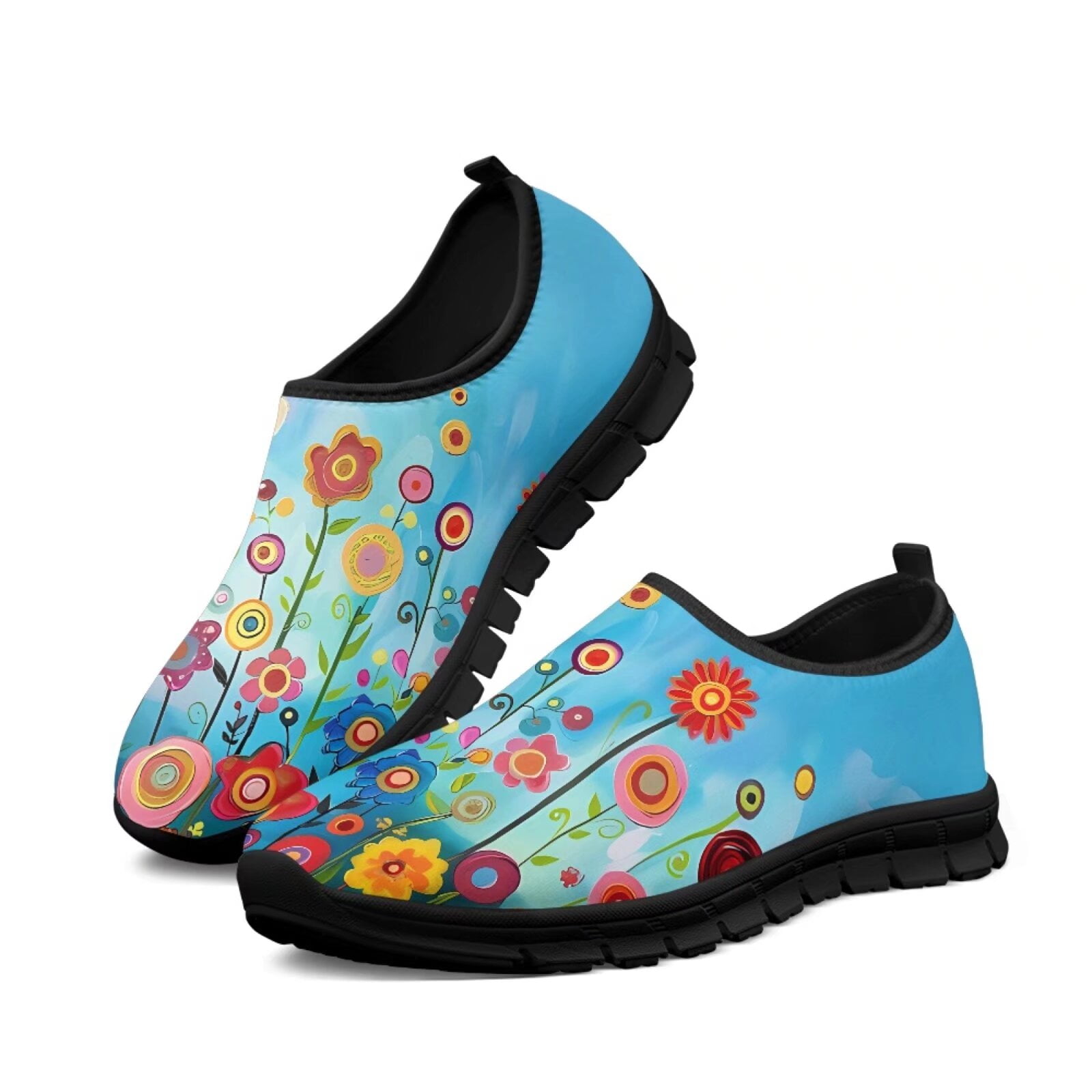 Psesaysky Colorful Flowers Low-Cut Casual Sneakers for Girls ...