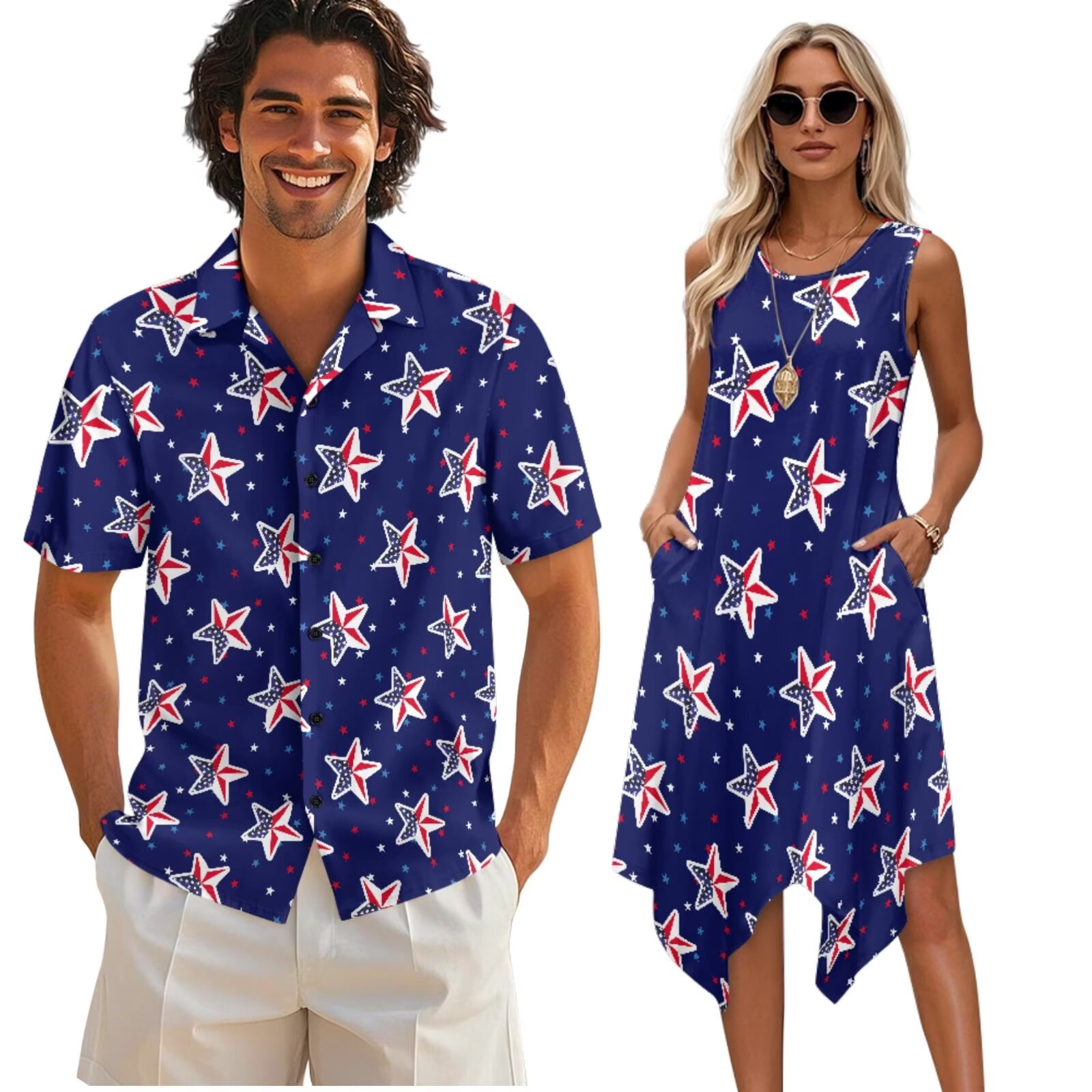 Psesaysky Couples 4th of July Matching Outfit American Flag Star Men’s ...