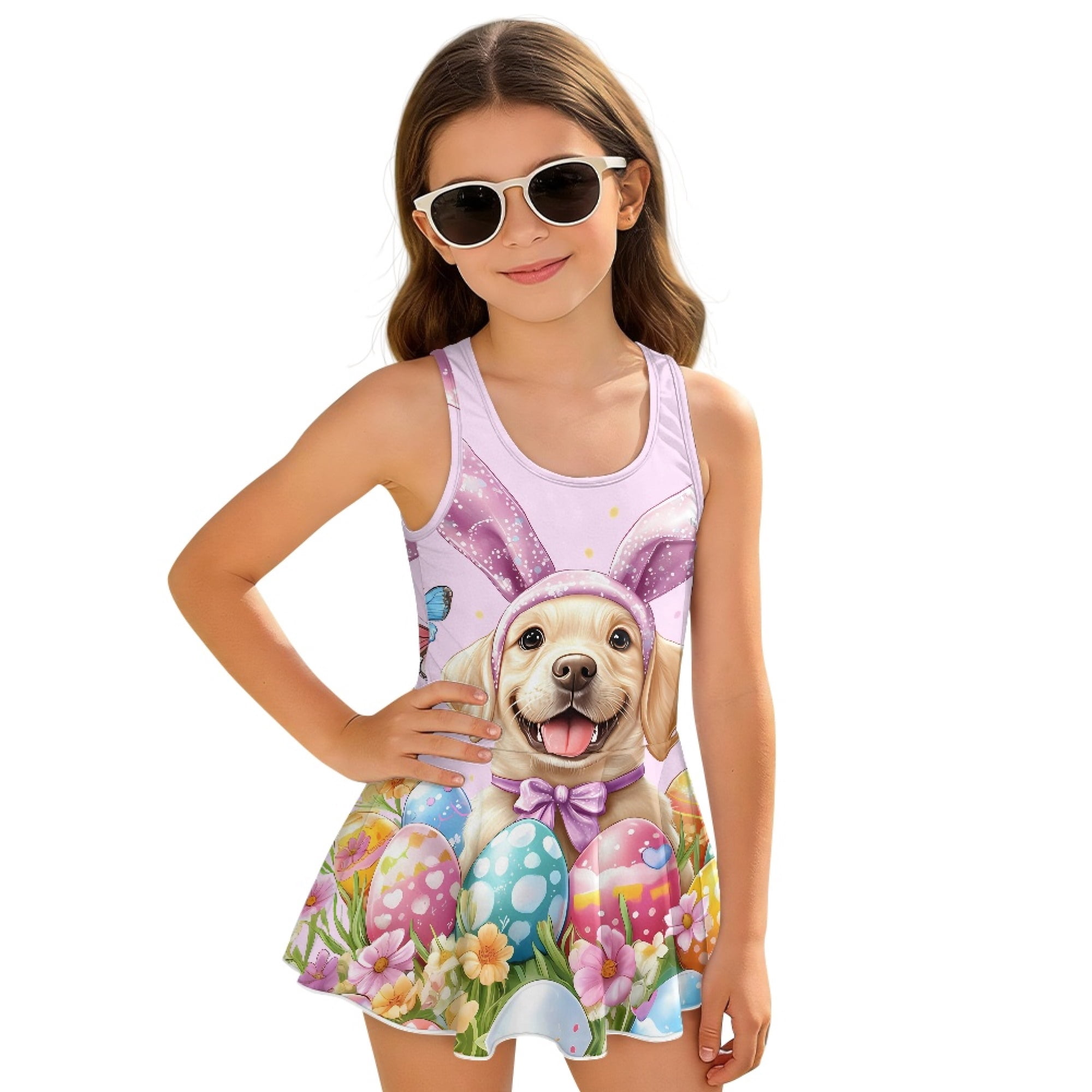 Psesaysky Cute Dog Bathing Suit 3T 4T Swimsuit with Skirt Toddler Girls ...