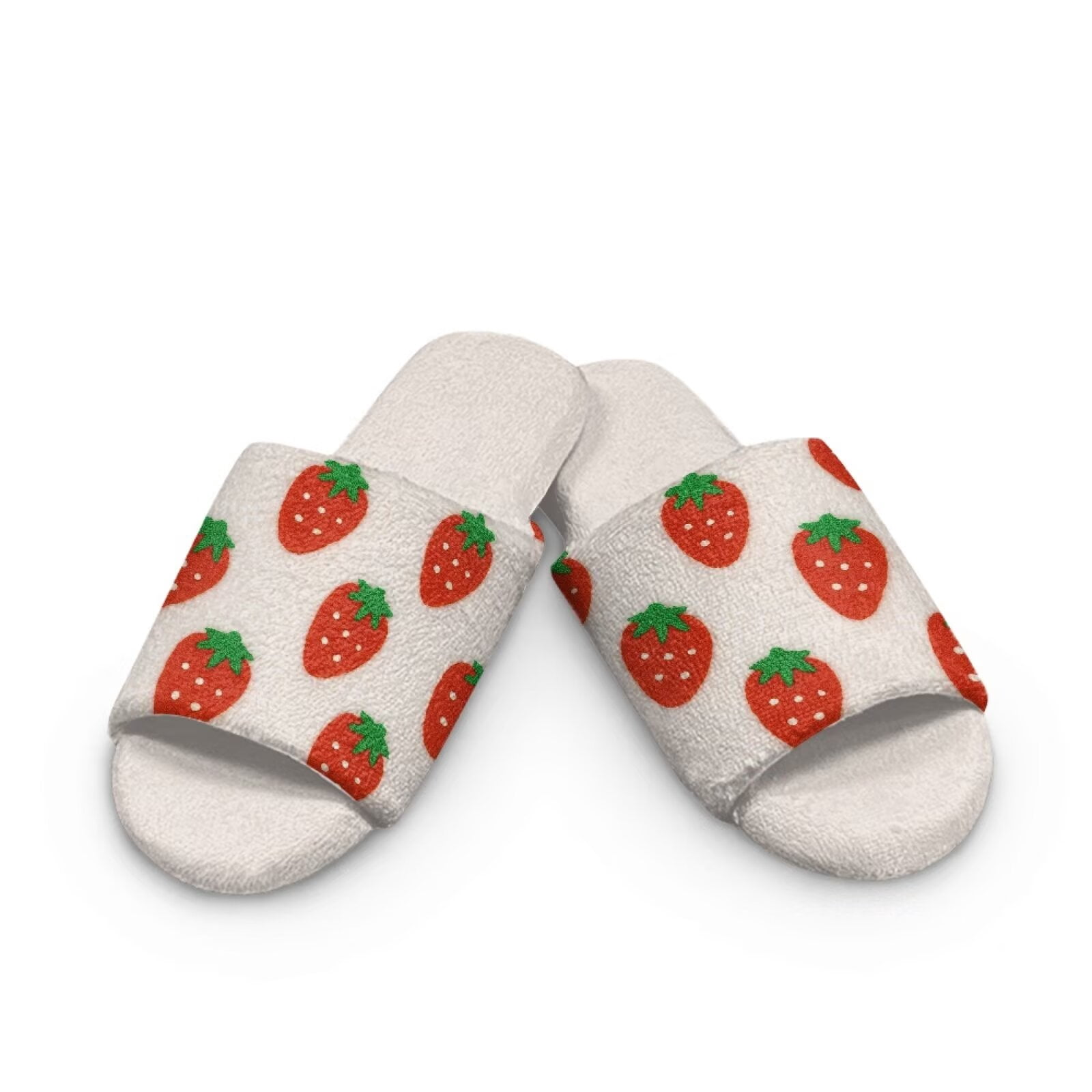 Psesaysky Cute Strawberry Print Slippers for Women Indoor House Bedroom ...