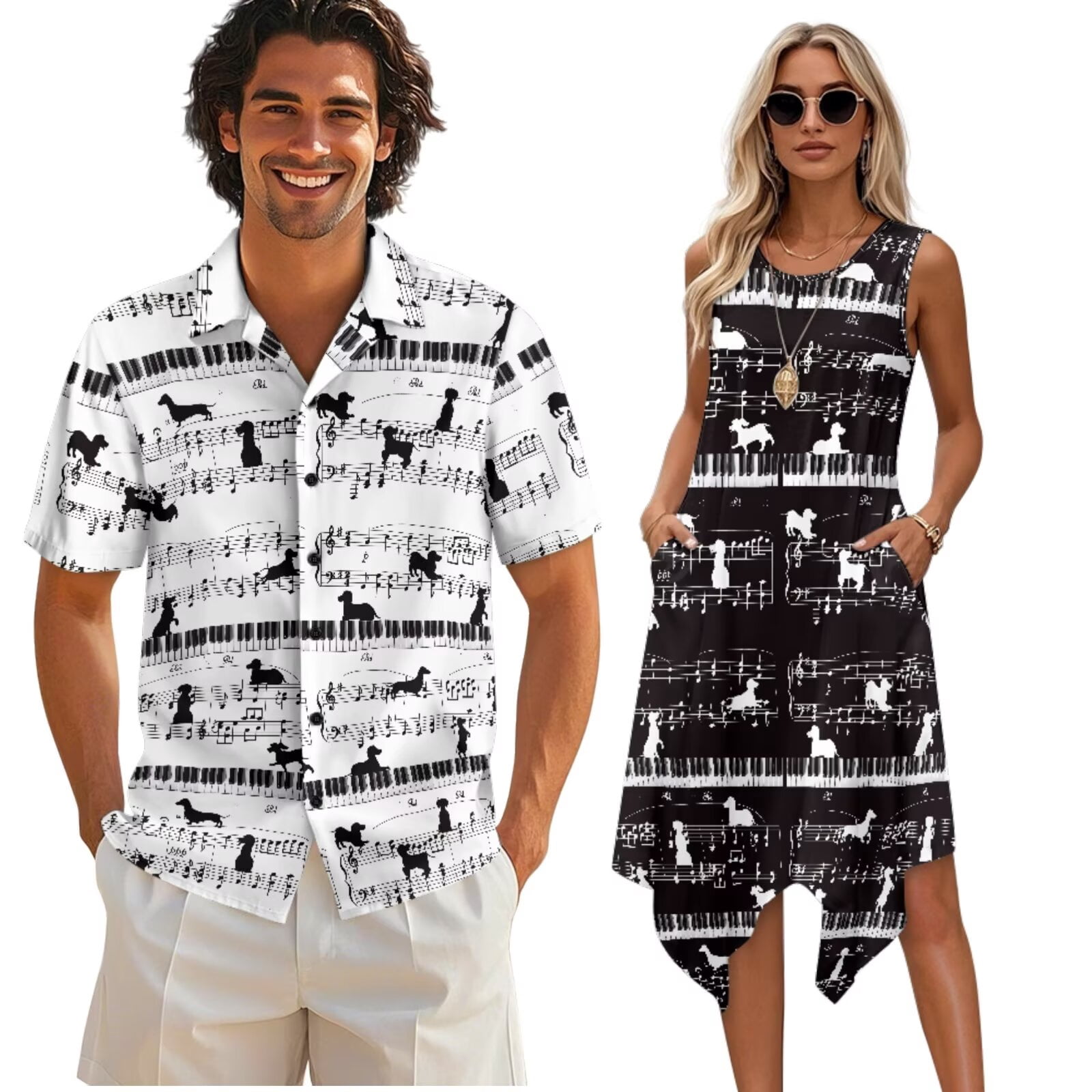 Psesaysky Dachshund Piano Music Note Matching Couples Outfit Womens ...