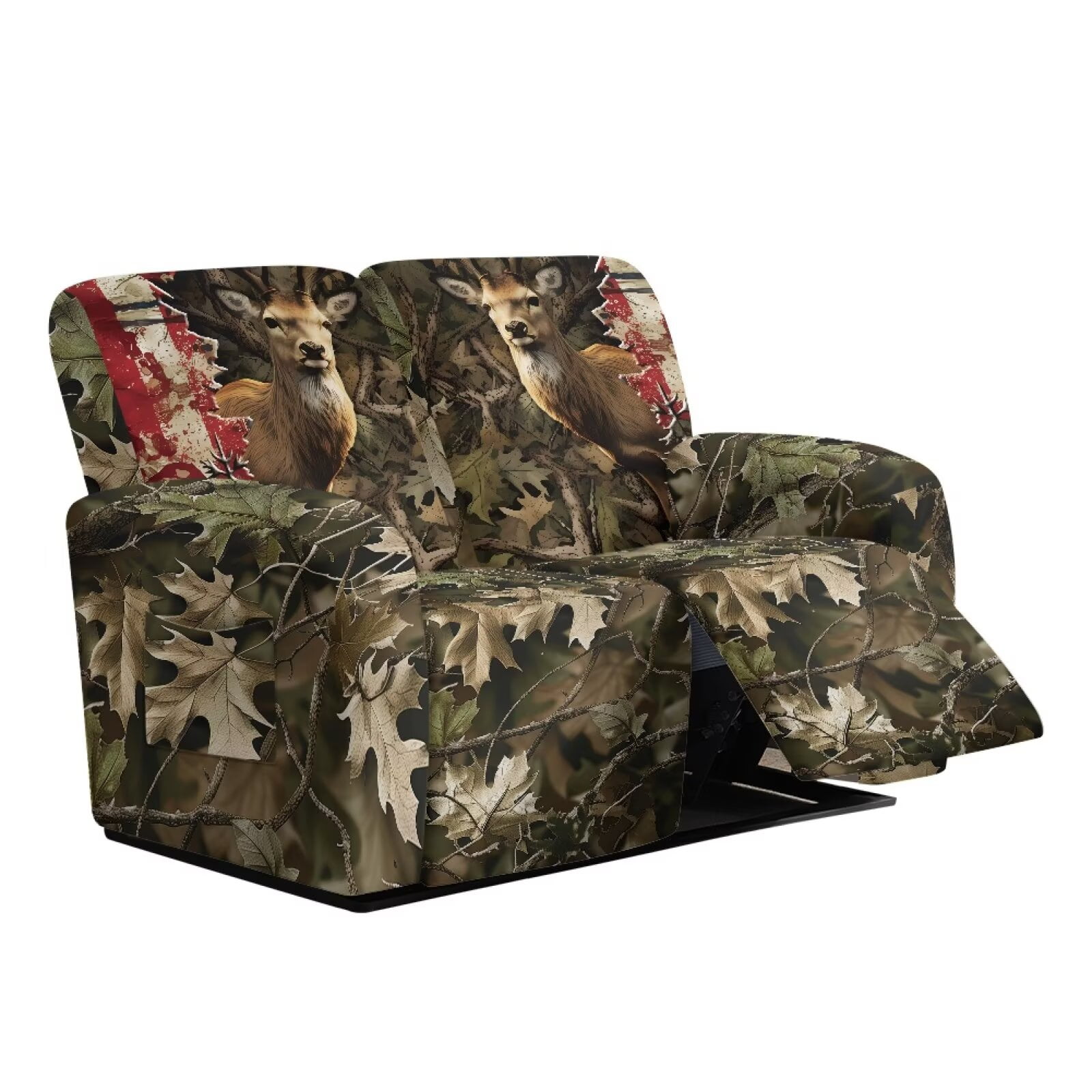 Psesaysky Elk Camo Print Reclining Couch Cover 2 Seat Recliner Cover ...