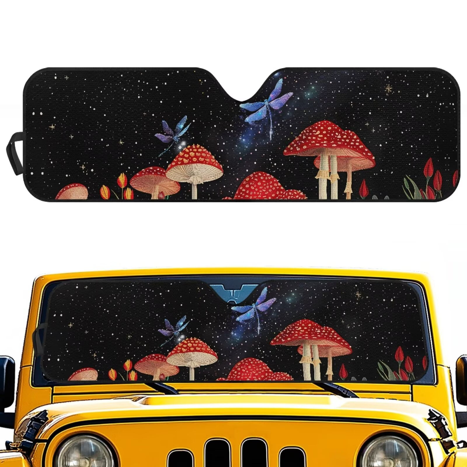 Psesaysky Front Windshield Sun Shade Mushroom Draonfly Night Foldable ...