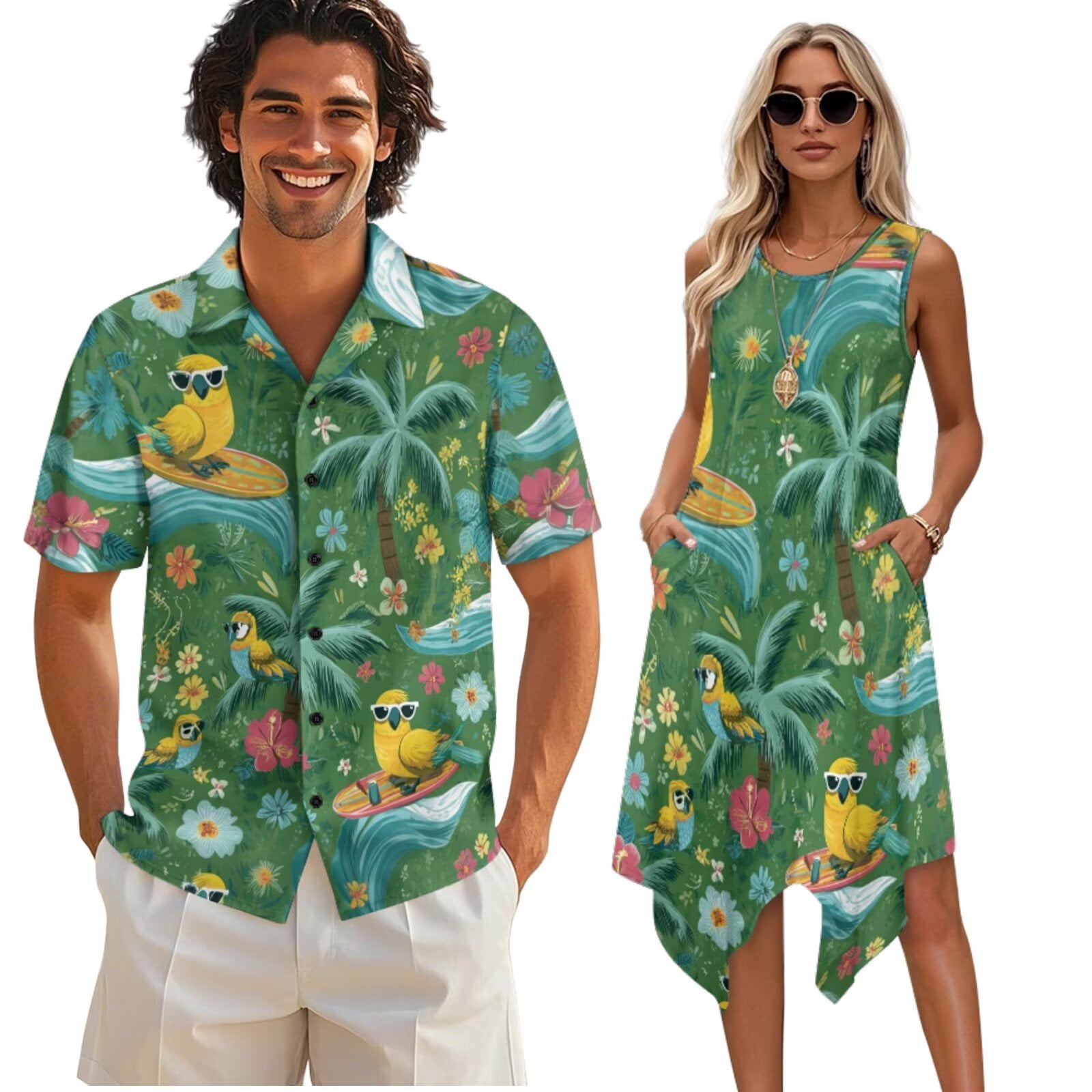 Psesaysky Fun Parrot Sleeveless Sundresses for Women Summer Flowy Midi ...