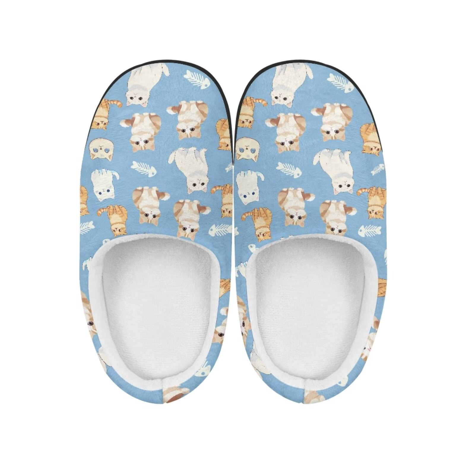 Psesaysky Girls' Blue House Slippers Lovely Cats Children's Warm Plush ...